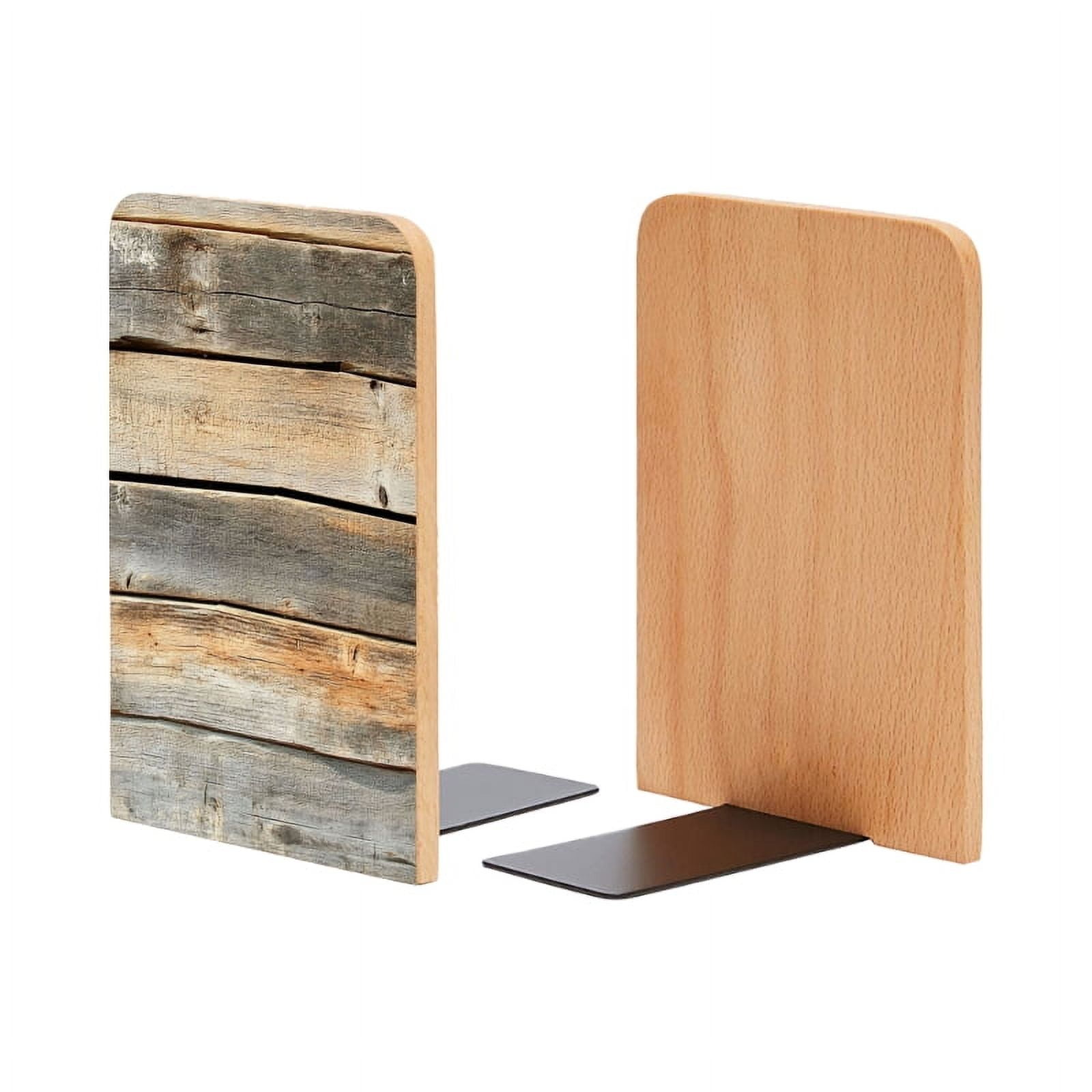 Bookends 1 Pair Non-Skid Bookend Wood Bookends for Shelves Book Stand ...