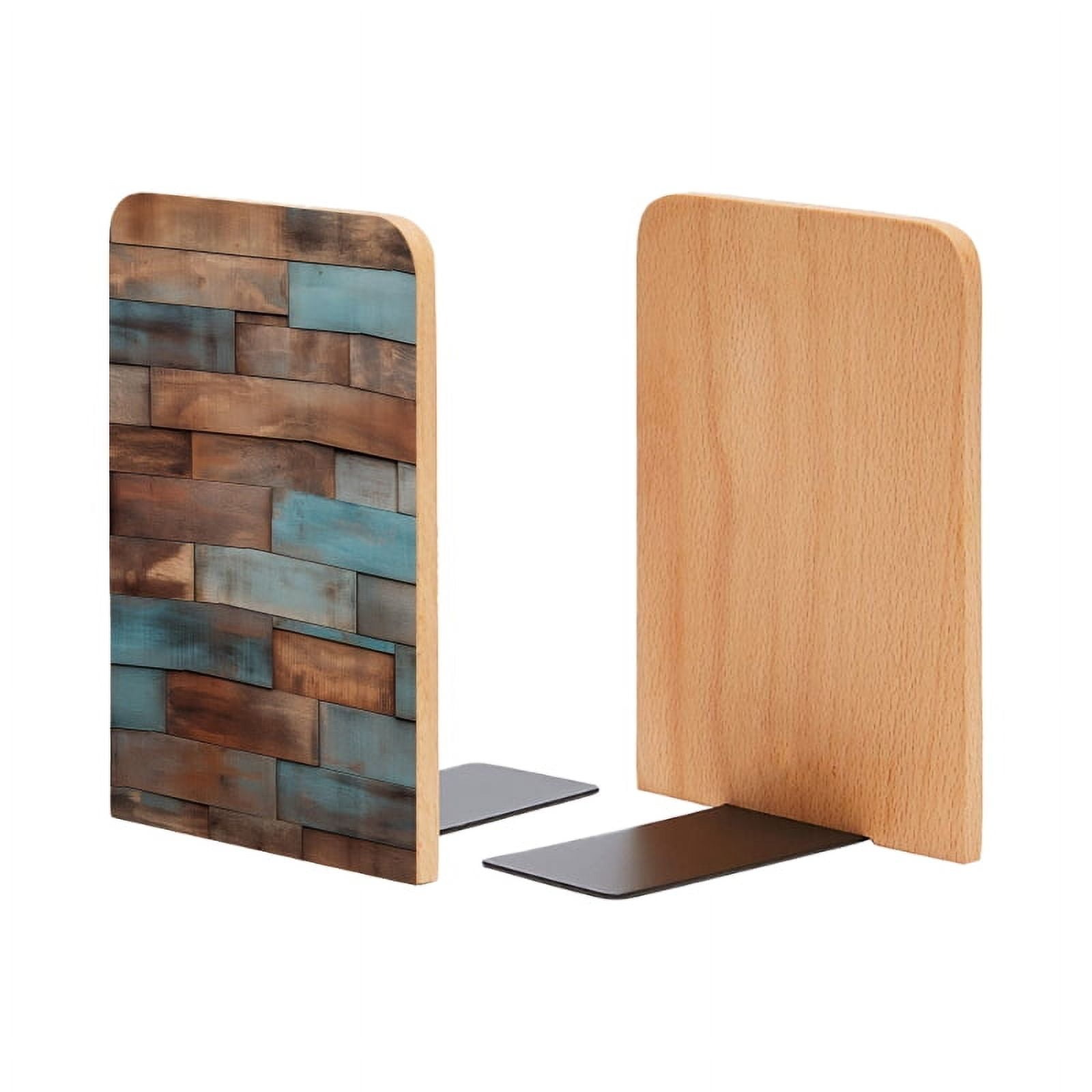 Bookends 1 Pair Non-Skid Bookend Wood Bookends for Shelves Book Stand ...