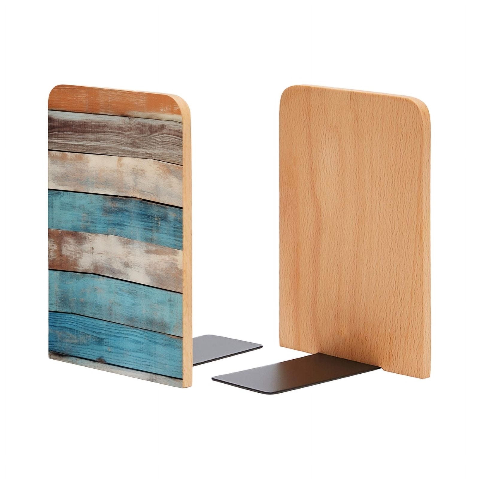 Bookends 1 Pair Non-Skid Bookend Wood Bookends for Shelves Book Stand ...