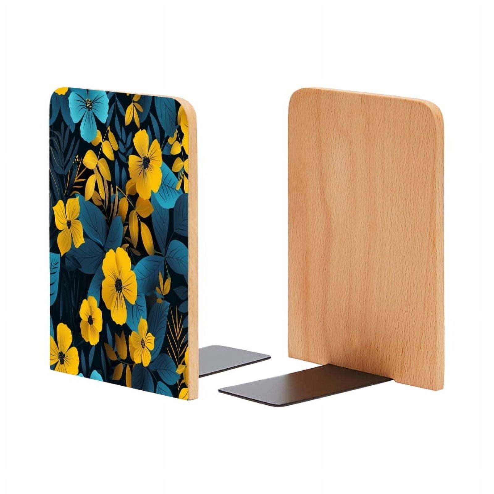 Bookends 1 Pair Non-Skid Bookend Wood Bookends for Shelves Book Stand ...