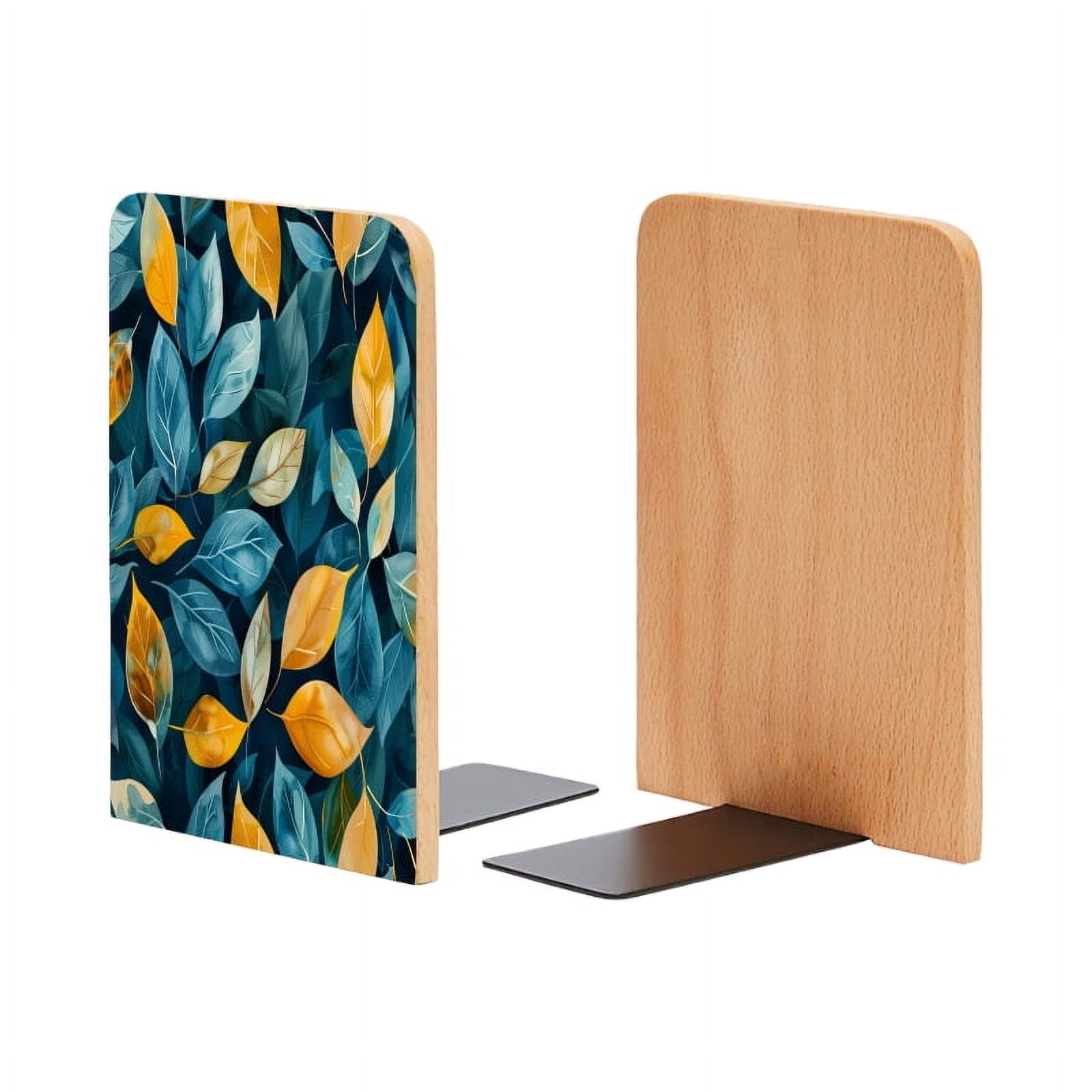 Bookends 1 Pair Non-Skid Bookend Wood Bookends for Shelves Book Stand ...