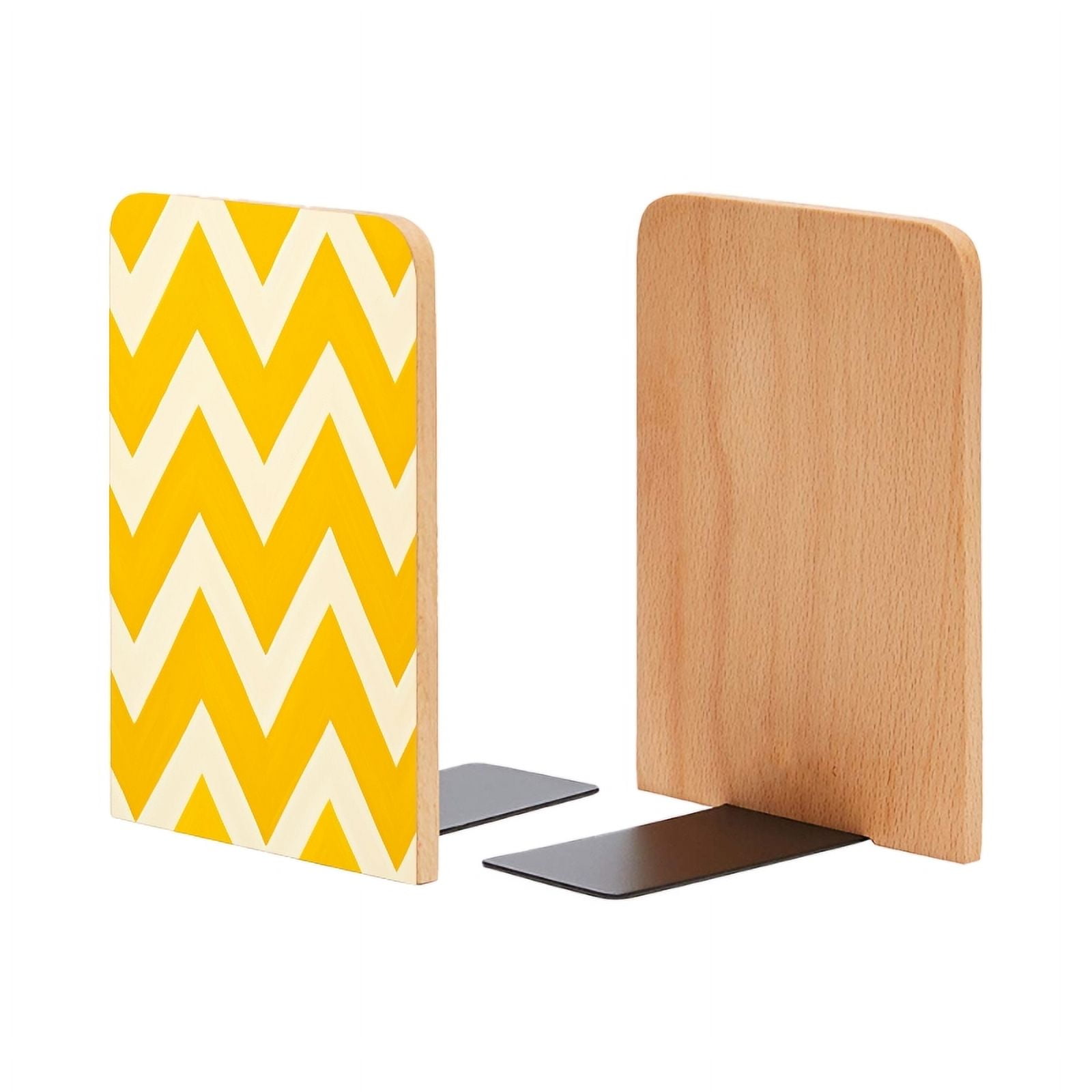 Bookends 1 Pair Non-Skid Bookend Wood Bookends for Shelves Book Stand ...