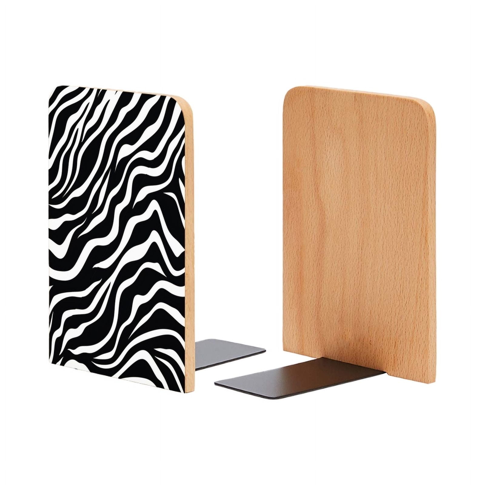 Bookends 1 Pair Non-Skid Bookend Wood Bookends for Shelves Book Stand ...