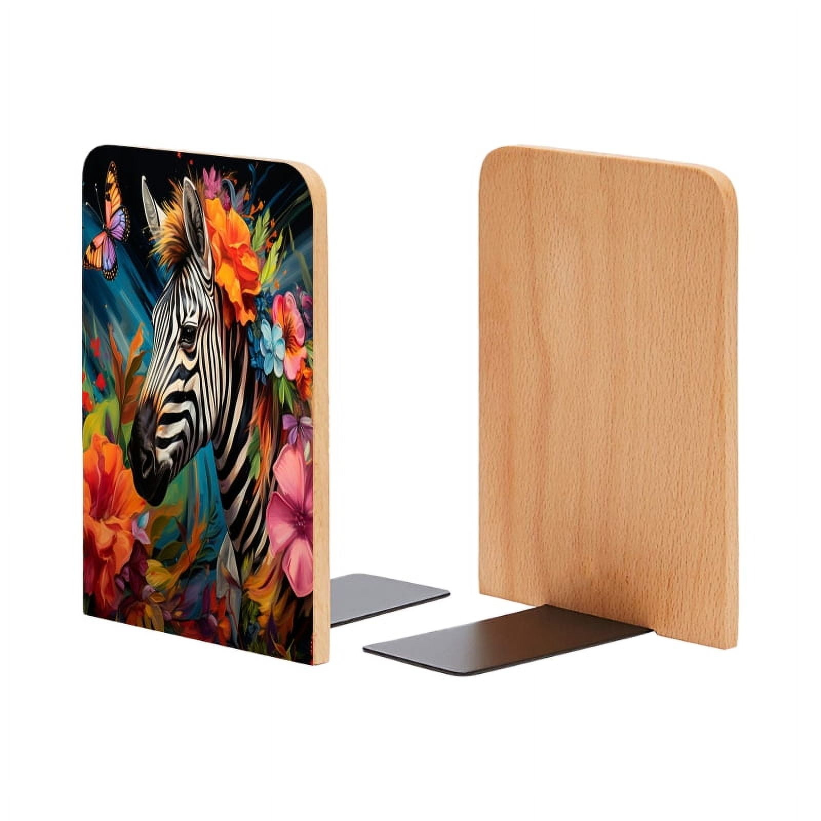 Bookends 1 Pair Non-Skid Bookend Wood Bookends for Shelves Book Stand ...