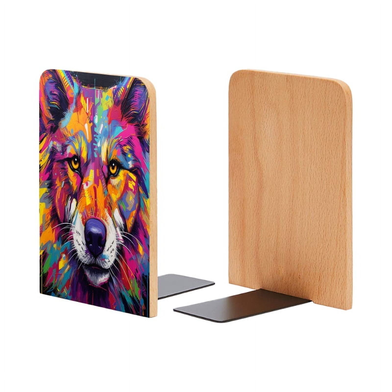 Bookends 1 Pair Non-Skid Bookend Wood Bookends for Shelves Book Stand ...