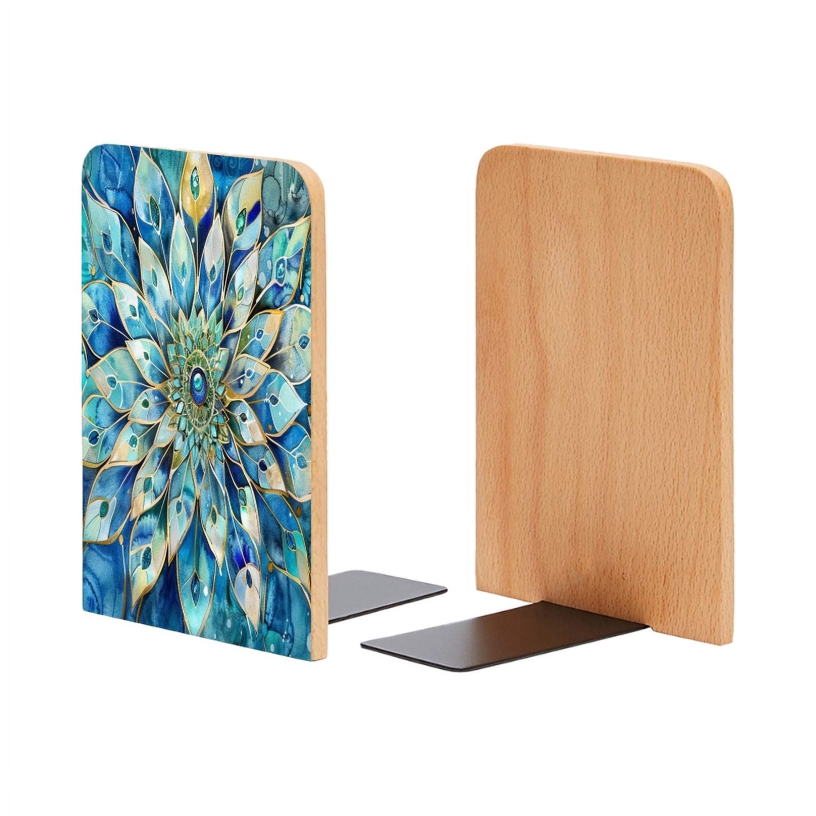 Bookends 1 Pair Non-Skid Bookend Wood Bookends for Shelves Book Stand ...