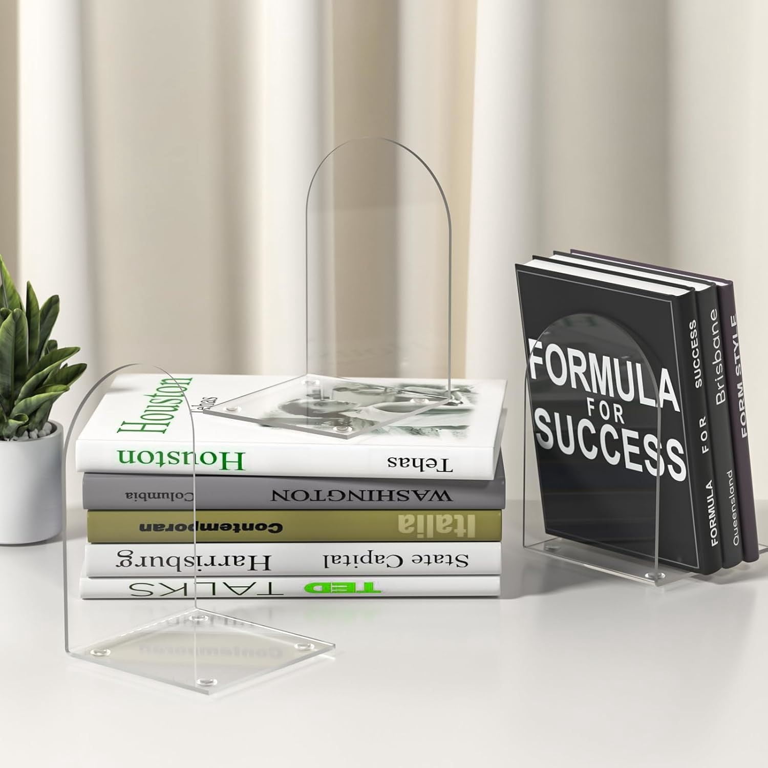 Bookends 8 Pieces, Book Ends for Shelves, Clear Bookends for Book ...
