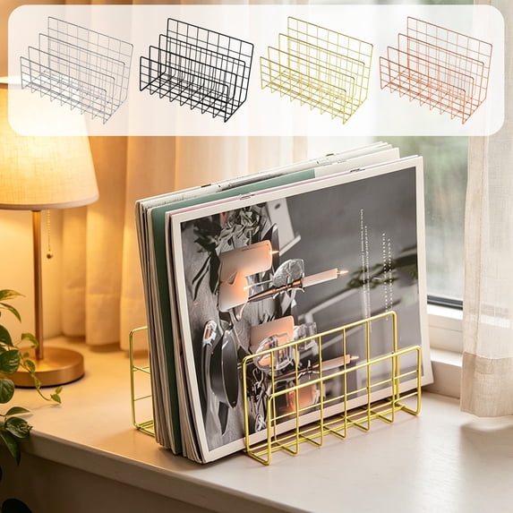 Bookends Iron Metal 3 Compartment Desktop File Organizer for Office ...