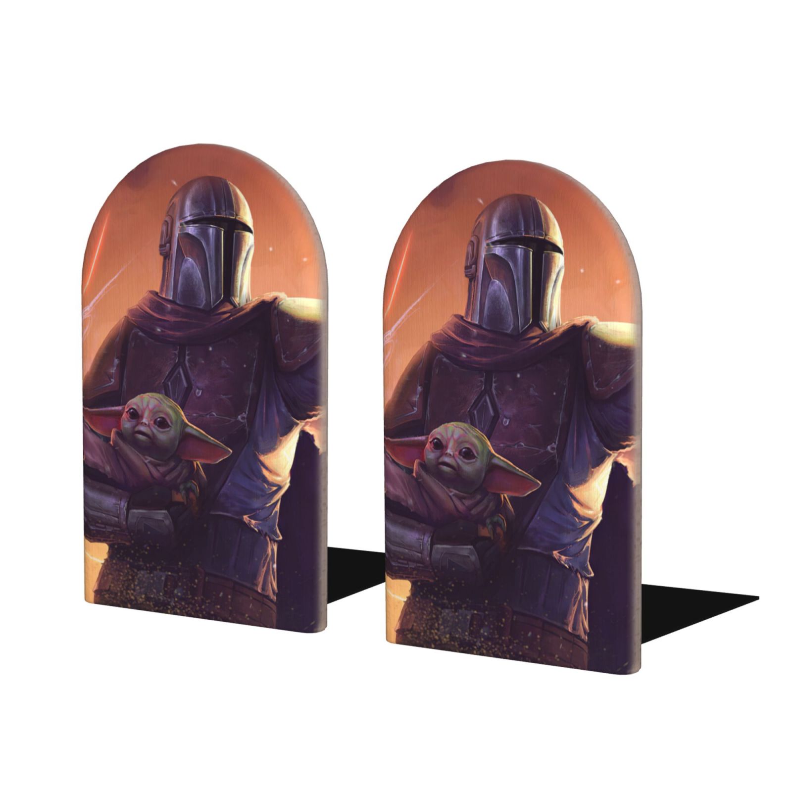 Bookends, Mandalorian Baby Yoda Creative Decorative Wooden Bookend For ...