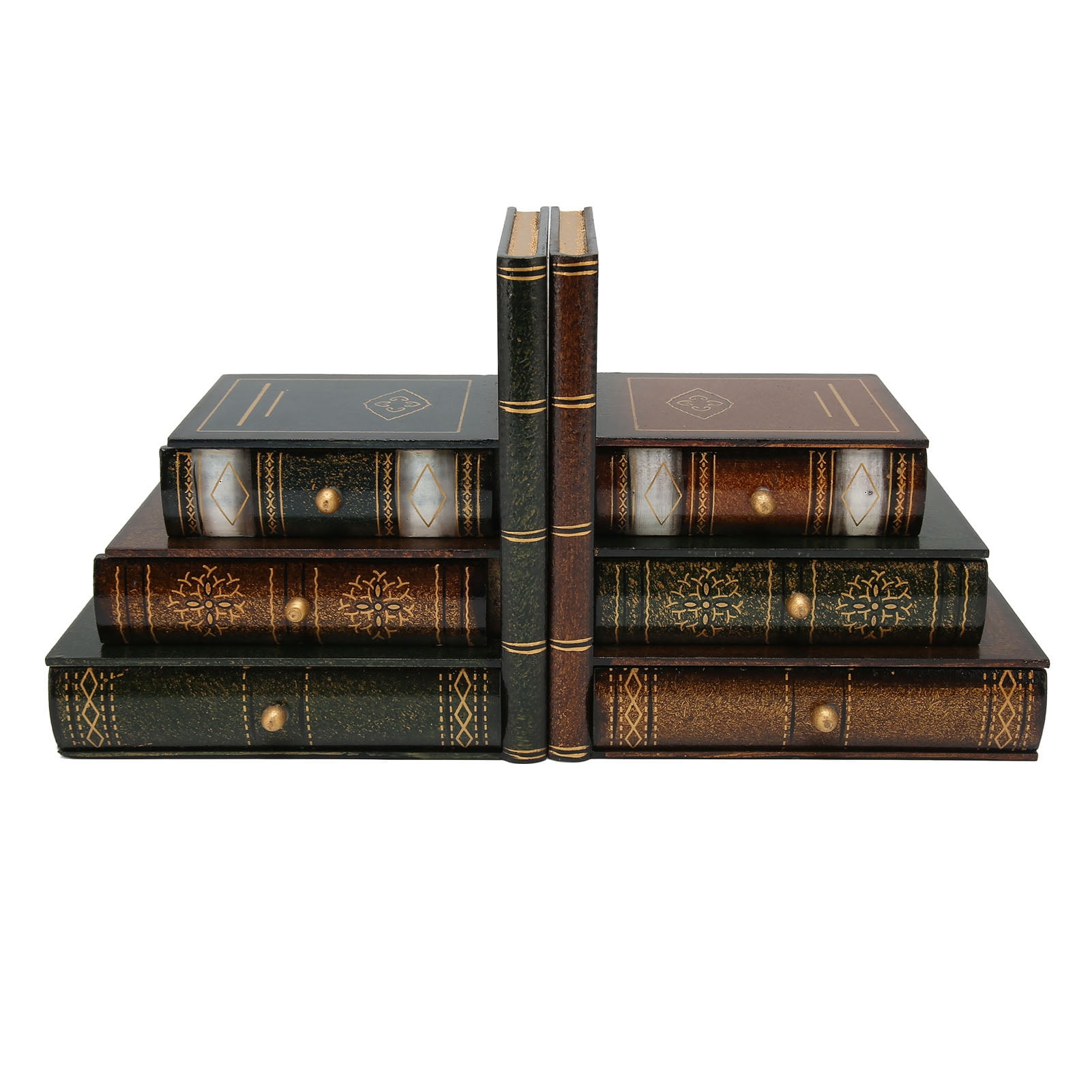 Bookends Retro Style Shelves Book Ends Books Support Stand with Drawers ...