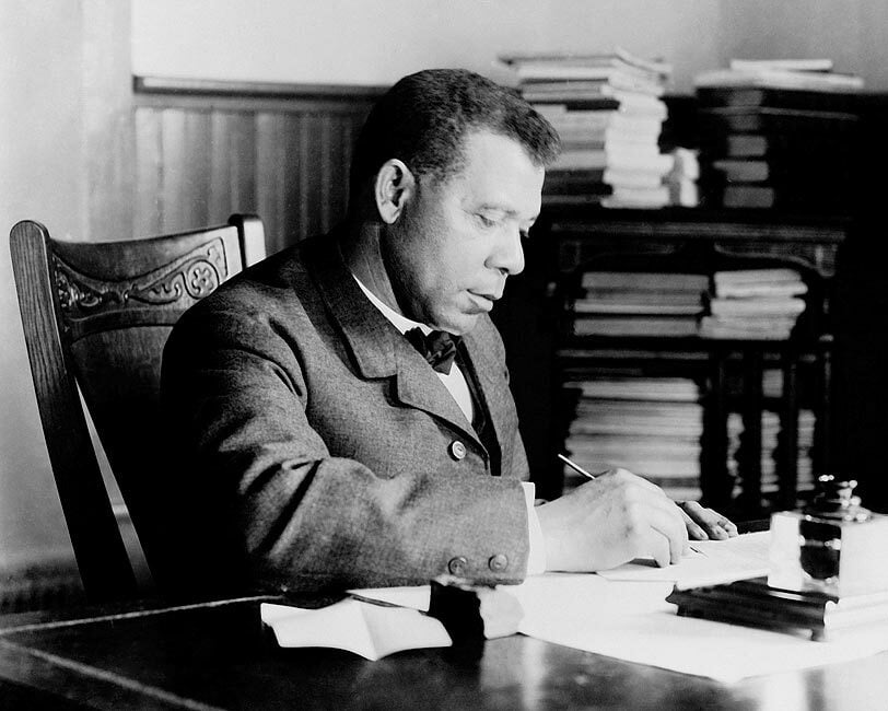 Booker T. Washington Portrait at Desk Style - A - 12x18 Inch Laminated ...