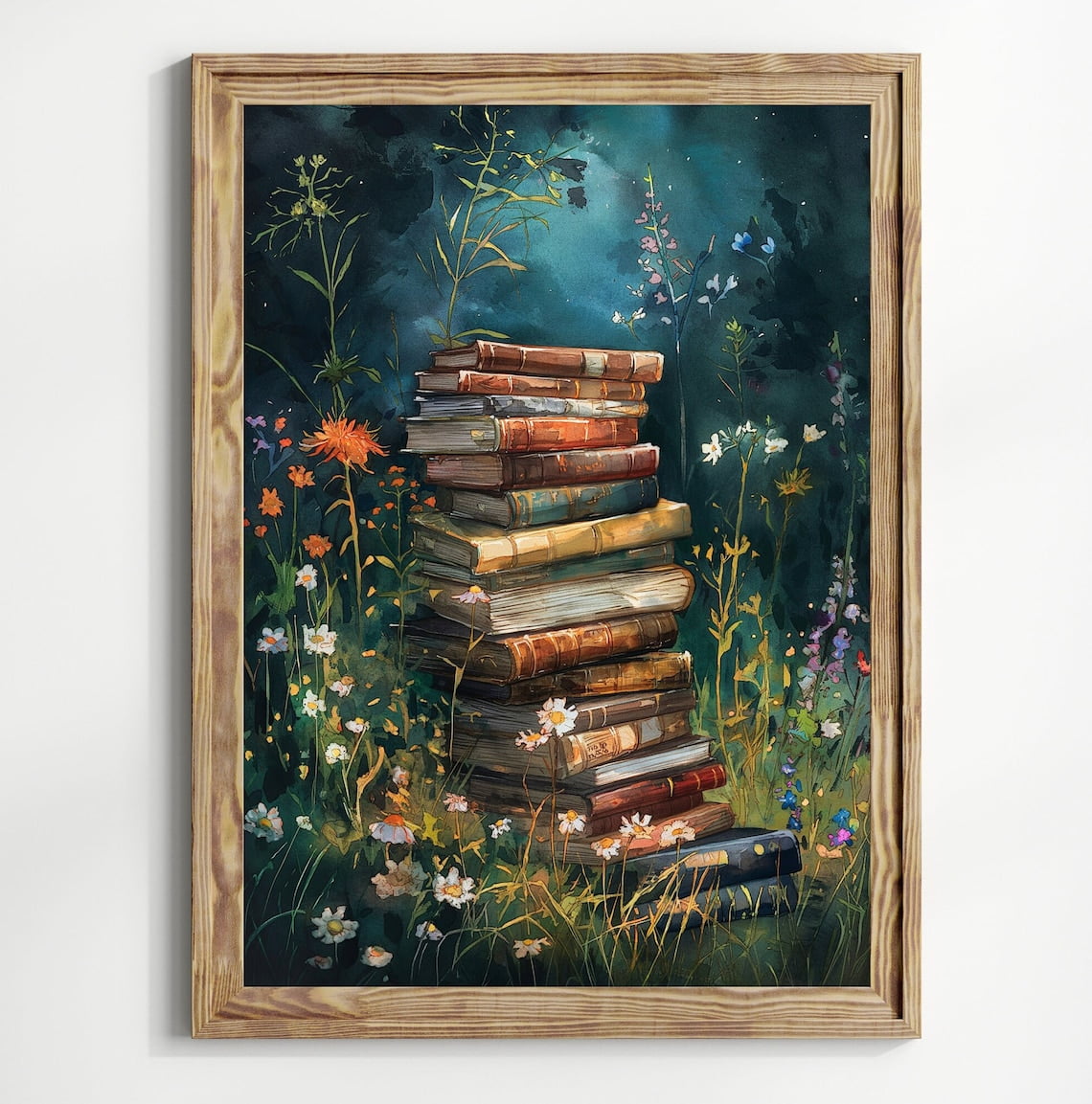 Bookish Art Abstract Stack Of Books Art Print Matte Vertical Poster ...