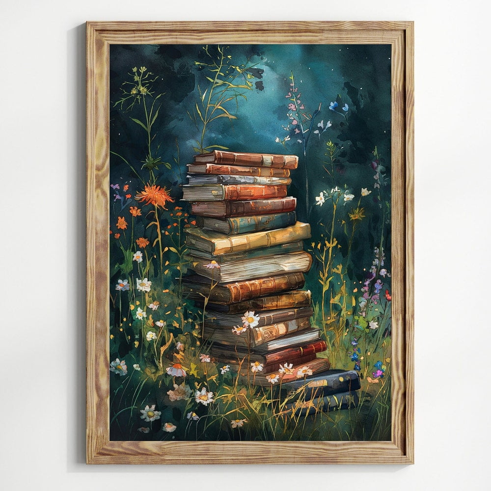 Bookish Art Abstract Stack Of Books Art Print Posters Apartment Art ...