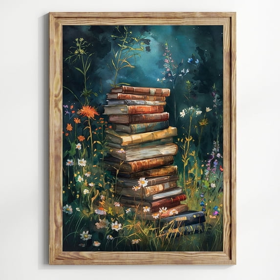Bookish Art Abstract Stack Of Books Art Print Posters Apartment Art ...