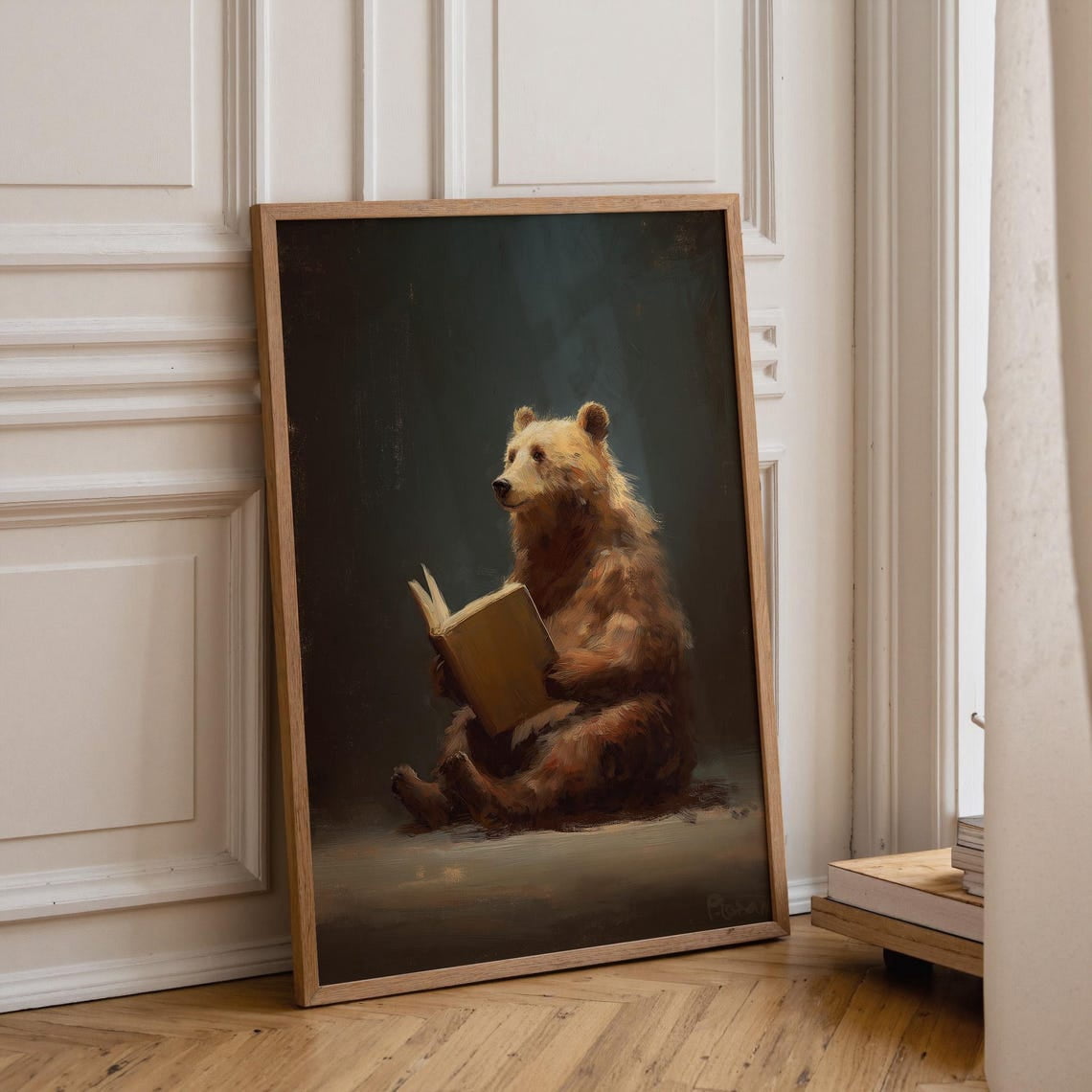 Bookish Bear Reading Book Lover Funny, Unframed Canvas - Walmart.com