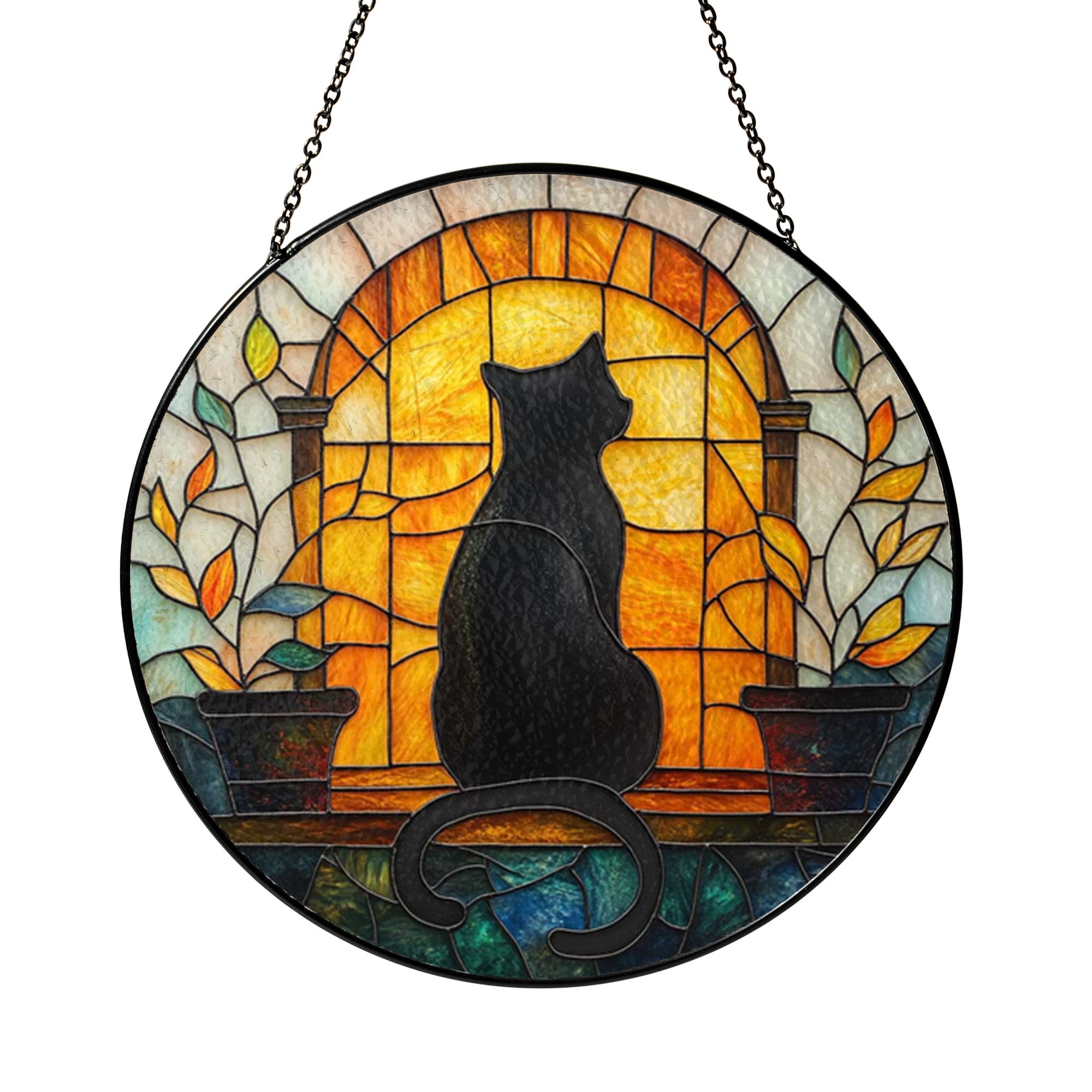 Bookish Black Cat Stained Glass Suncatcher Window Art, Literary Cat ...
