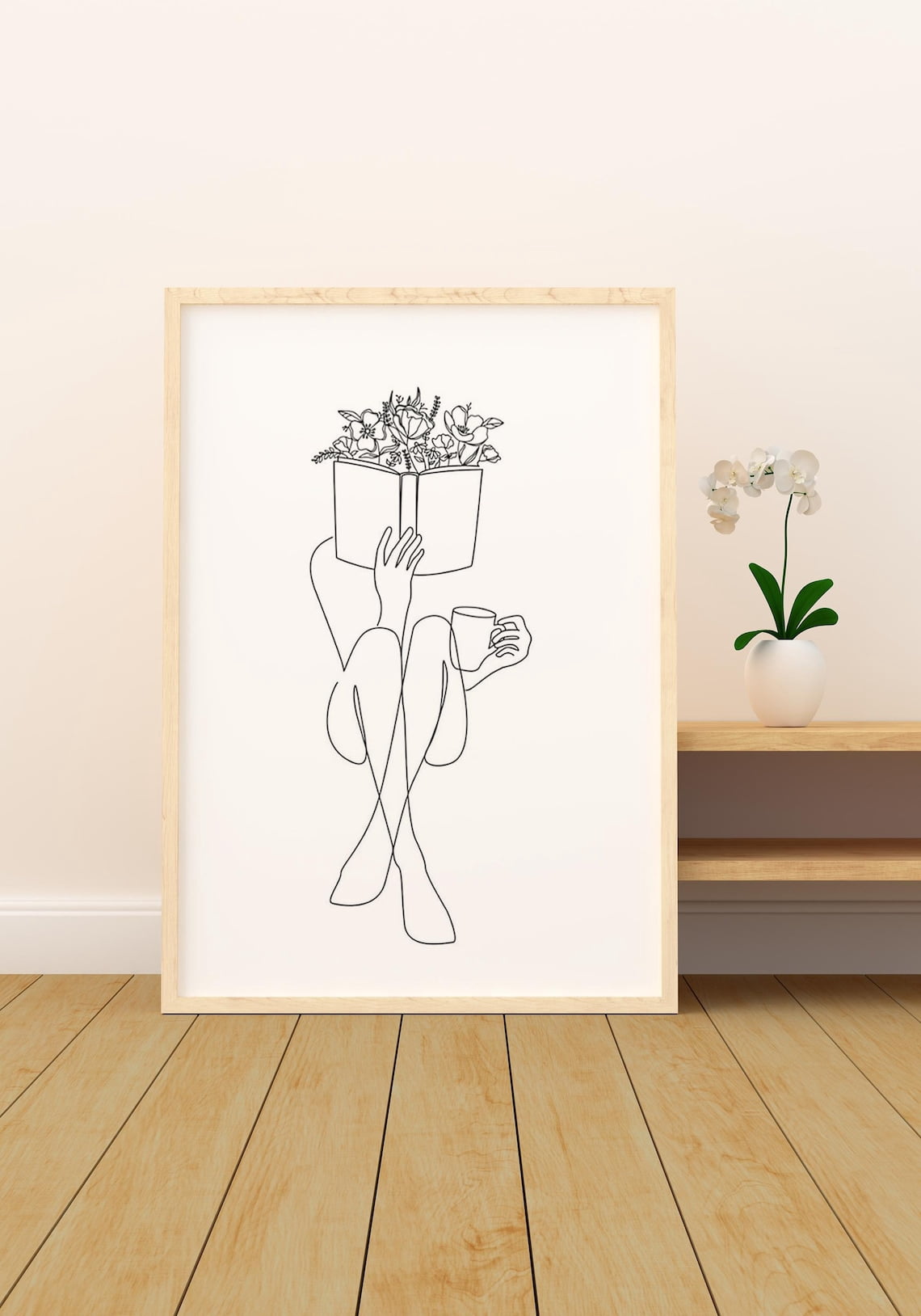 Bookish Book Floral Botanical Book Lover Line Poster Unframed Paper ...