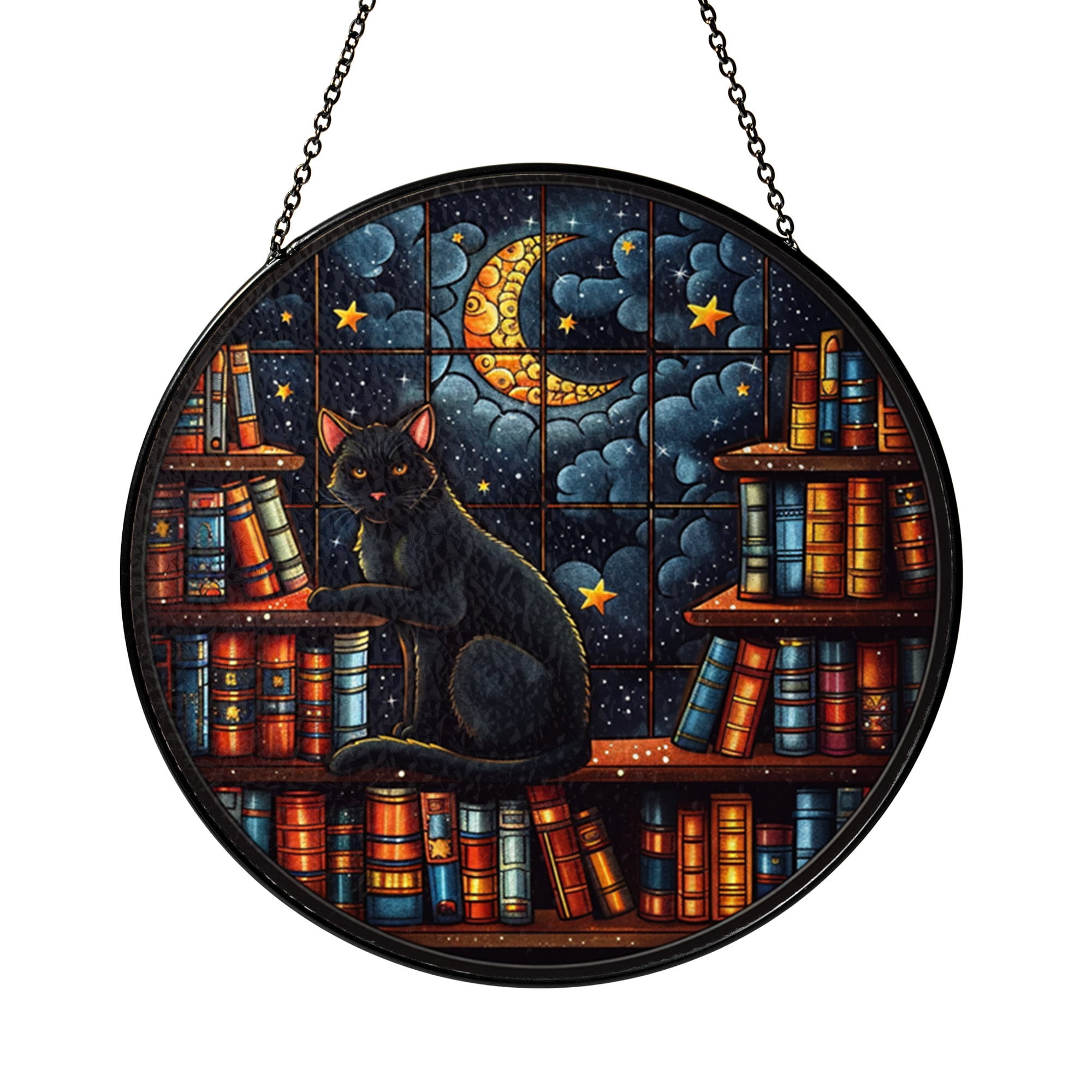 Bookish Cat Window Art – Acrylic Hanging Night Scene - Walmart.com