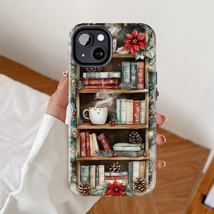 Bookish Christmas Bookshelf Holiday Library Cozy Winter Hygge Case 11 ...