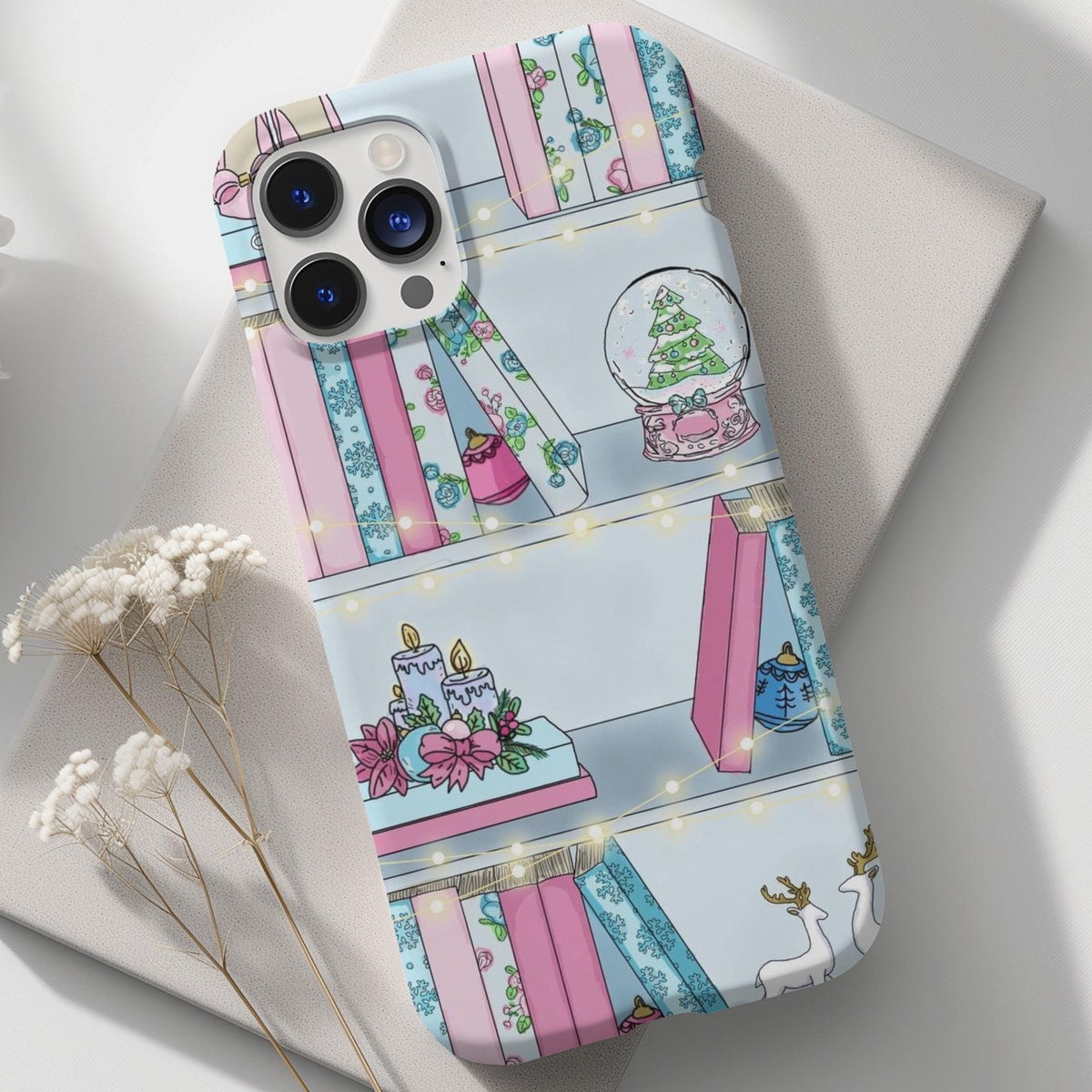 Bookish Christmas Phone Case with a Cozy and Festive Holiday Library ...