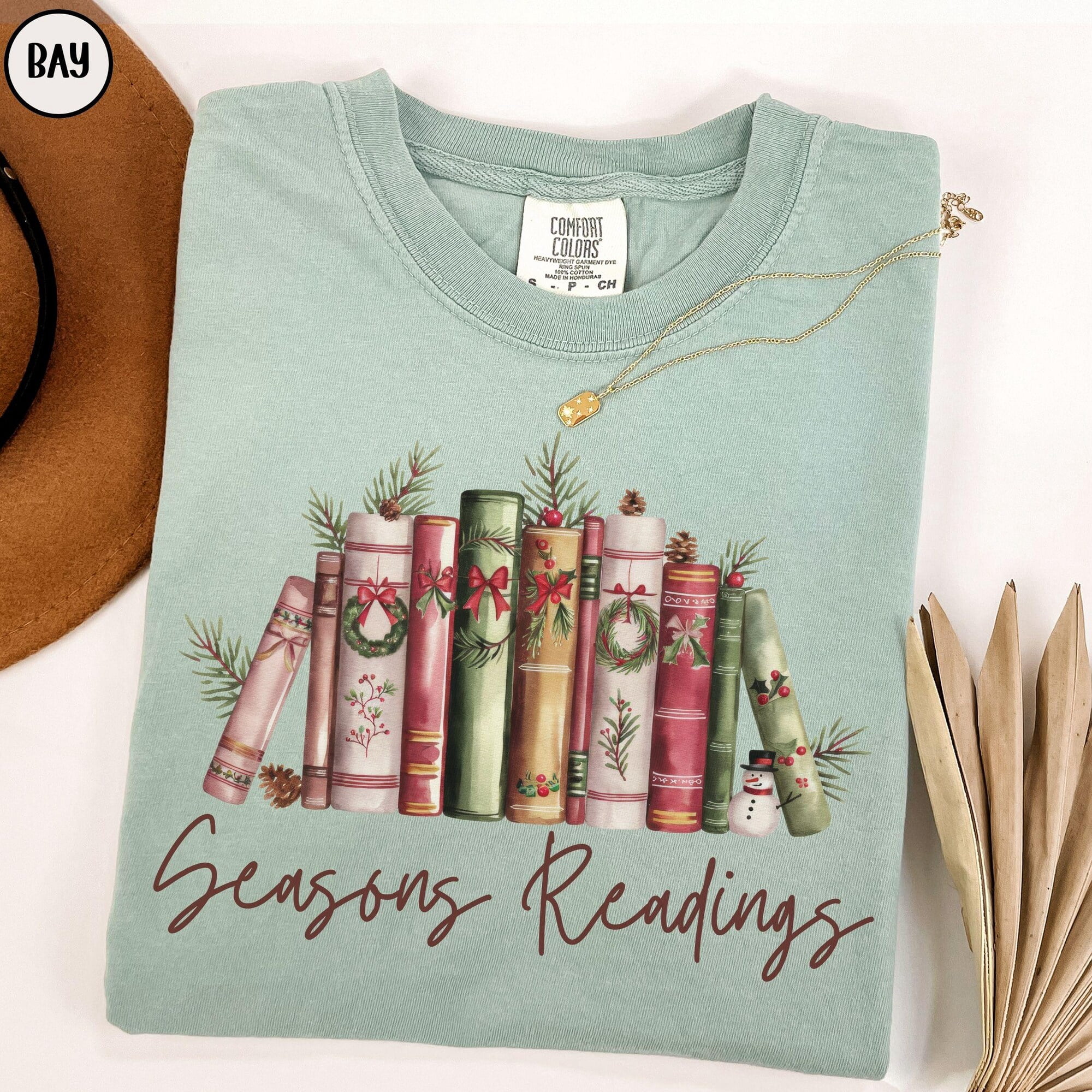Bookish Christmas Shirt Seasons Readings TShirt Librarian Christmas Tee ...