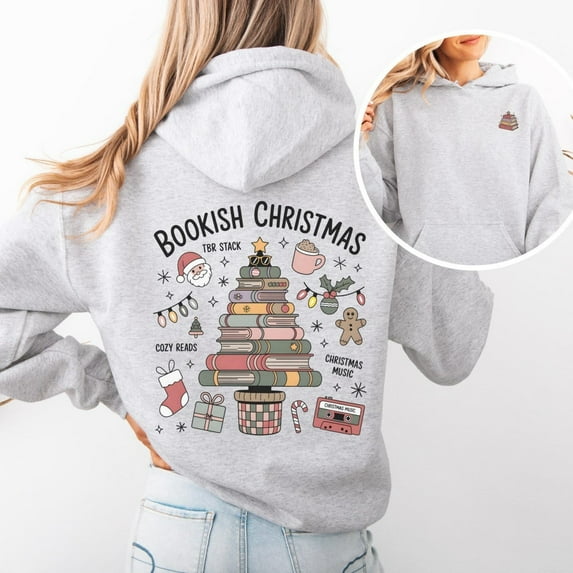 Bookish Christmas Tree Hoodie TBR Book Stack Tree Cozy Reads Holiday ...