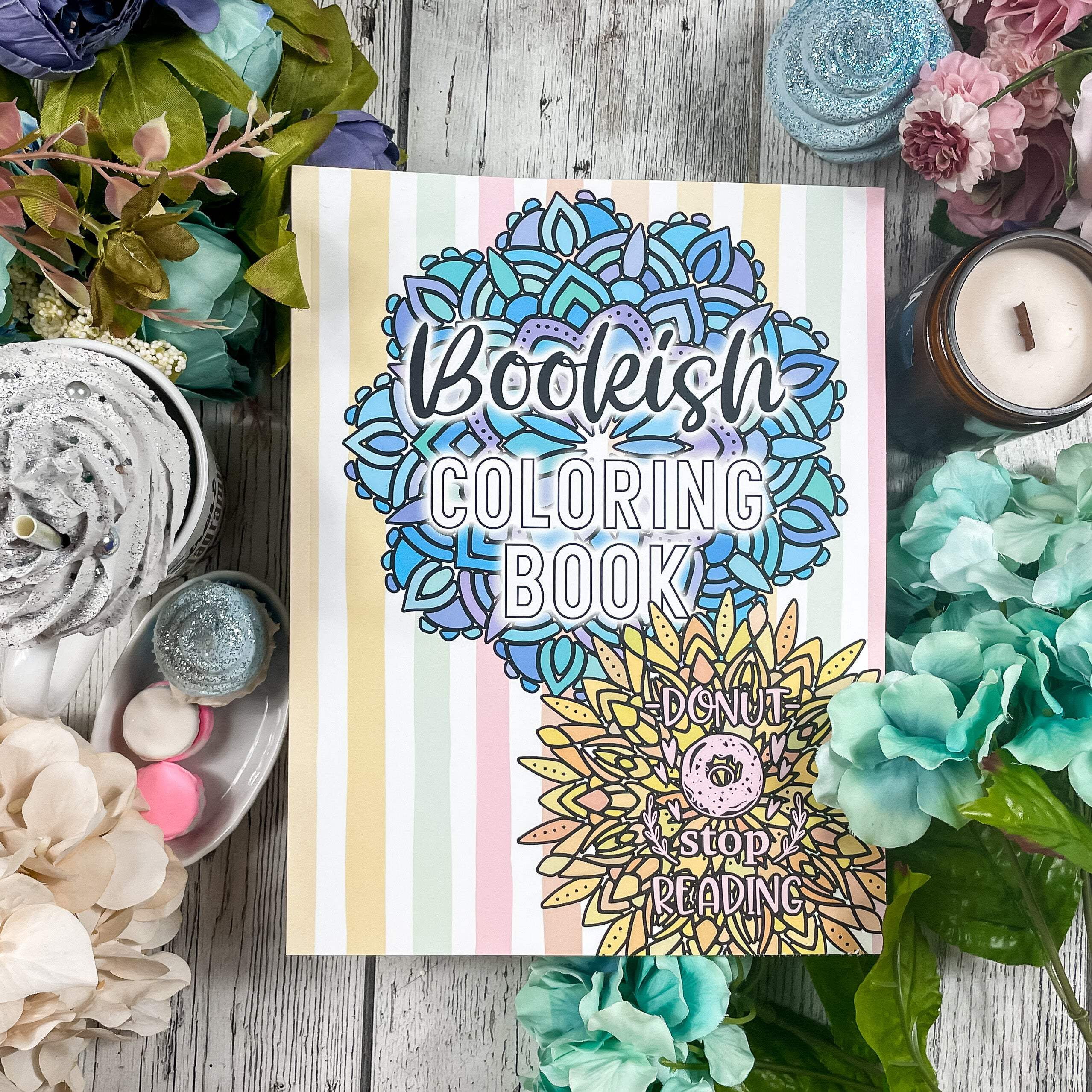 Bookish Coloring Book: 8.5 x 11 inches, Word Art Coloring, Mandala ...