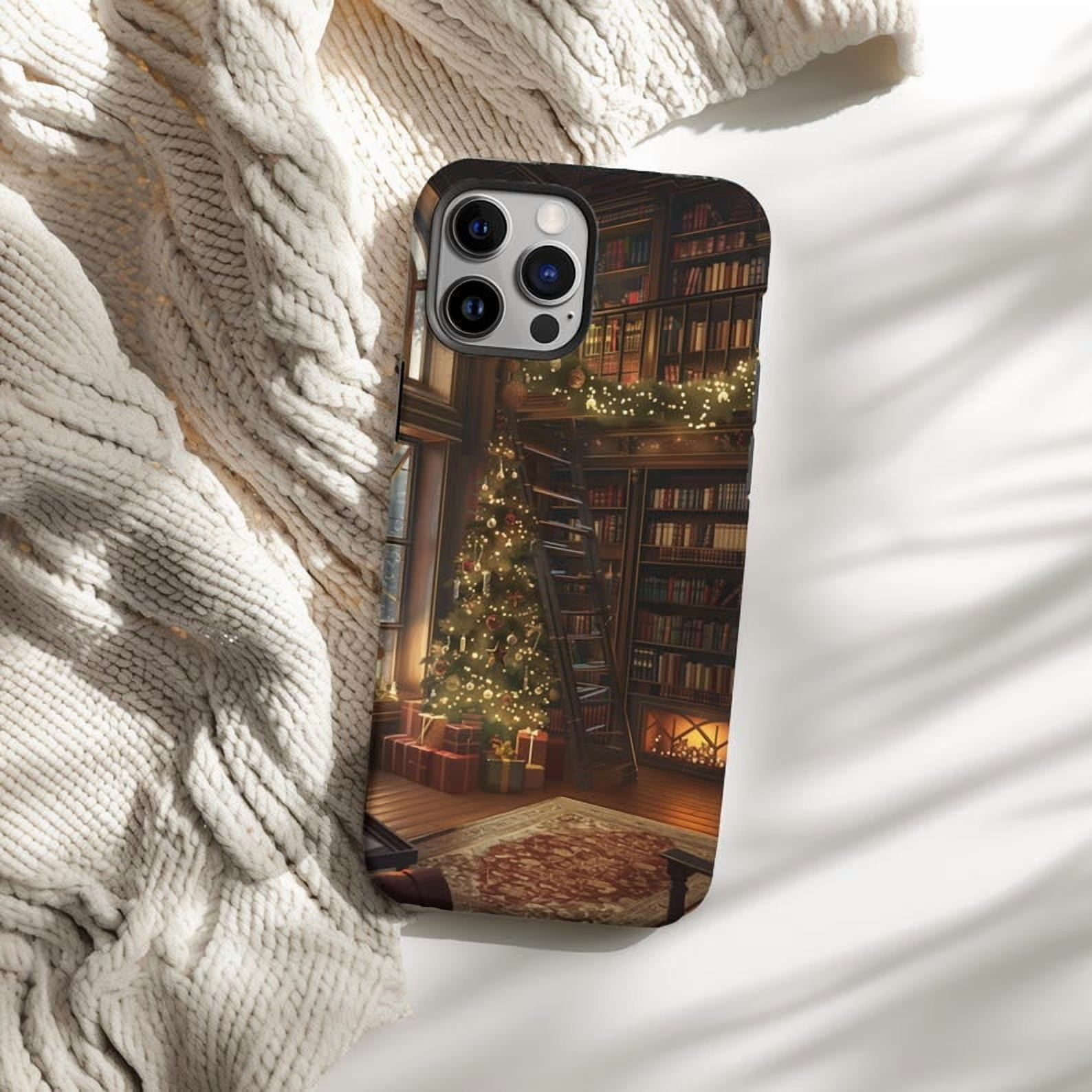 Bookish Cozy Christmas Book Nook Heavy-Duty Protective Case for iPhone ...