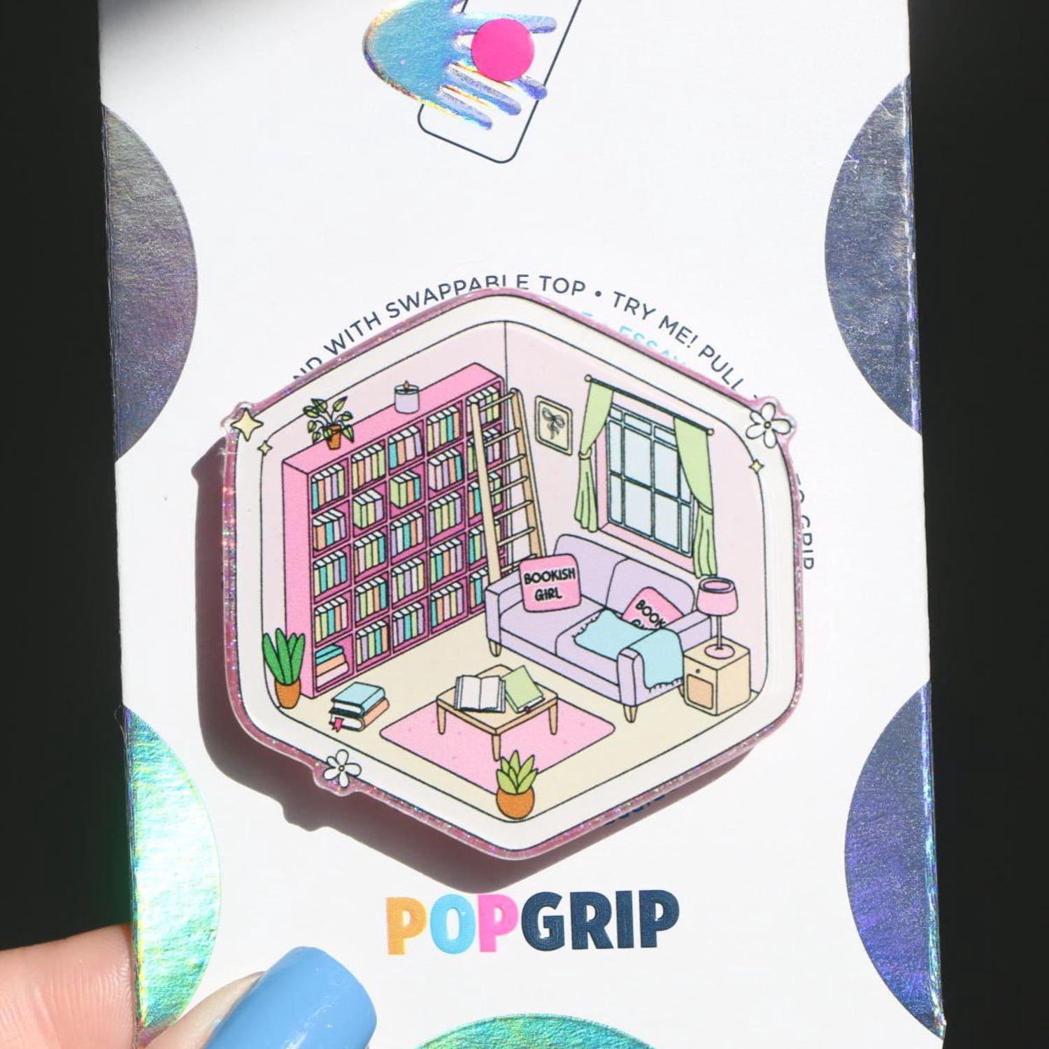 Bookish Cozy Room Resin Grip: Sparkly Gamer Phone Grip - Walmart.com