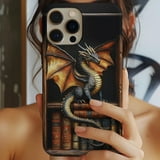 Bookish Dragon Fantasy Library Art Case for iPhone 17 to 11 Pro Max ...