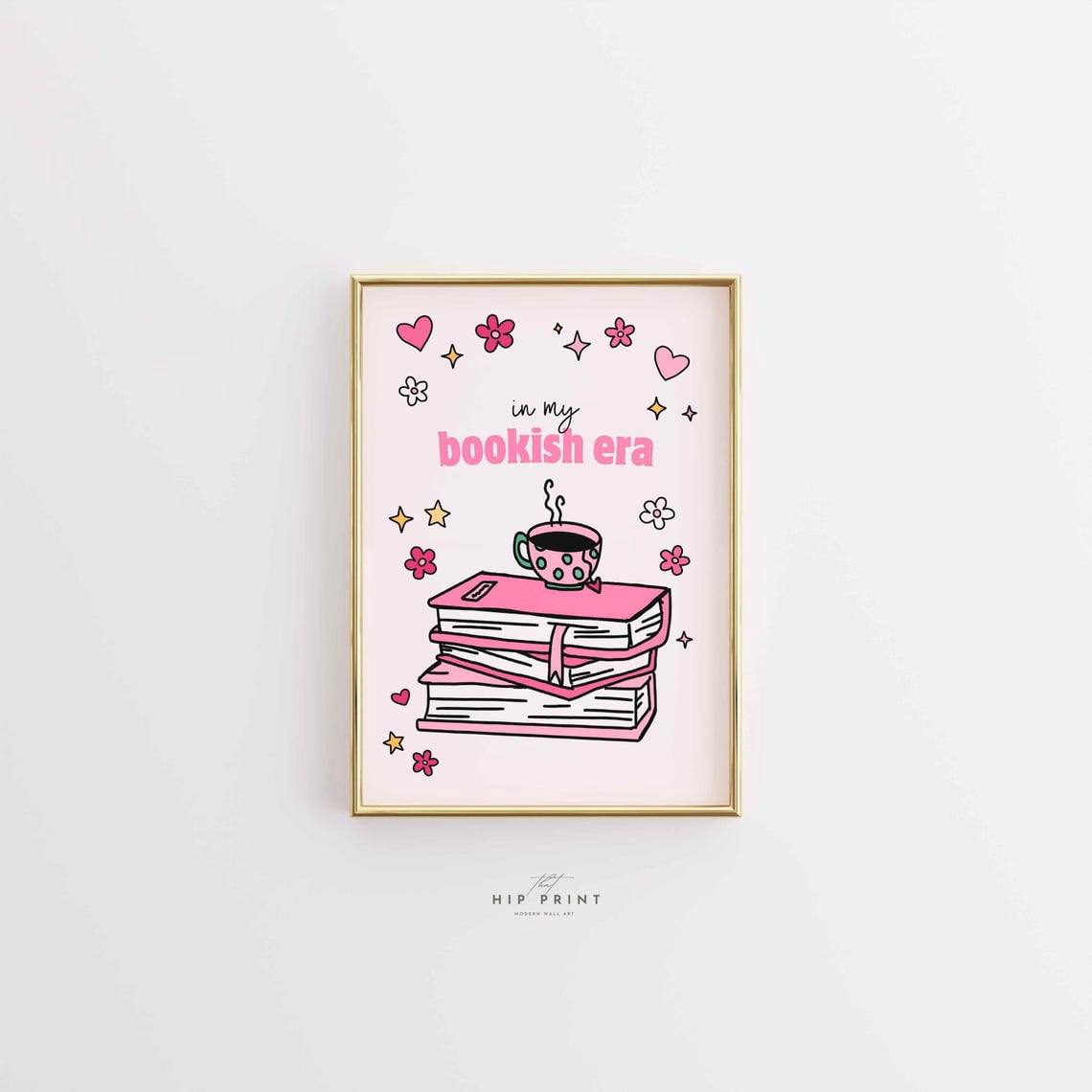 Bookish Era Pink Wall Art, Book Lover Decor, Unframed Paper Poster ...