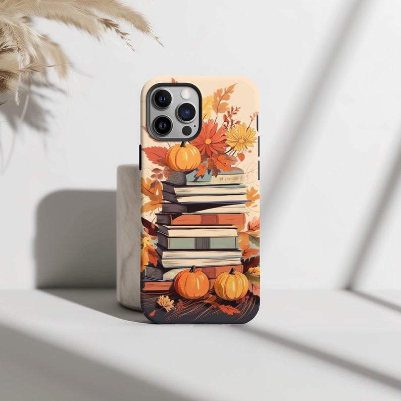 Bookish Fall Autumn Books Pumpkins Phone Case for iPhone 11 12 13 14 15 ...