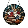 Bookish Floral Faux Stained Glass Window Decor, Artistic Reading Nook ...
