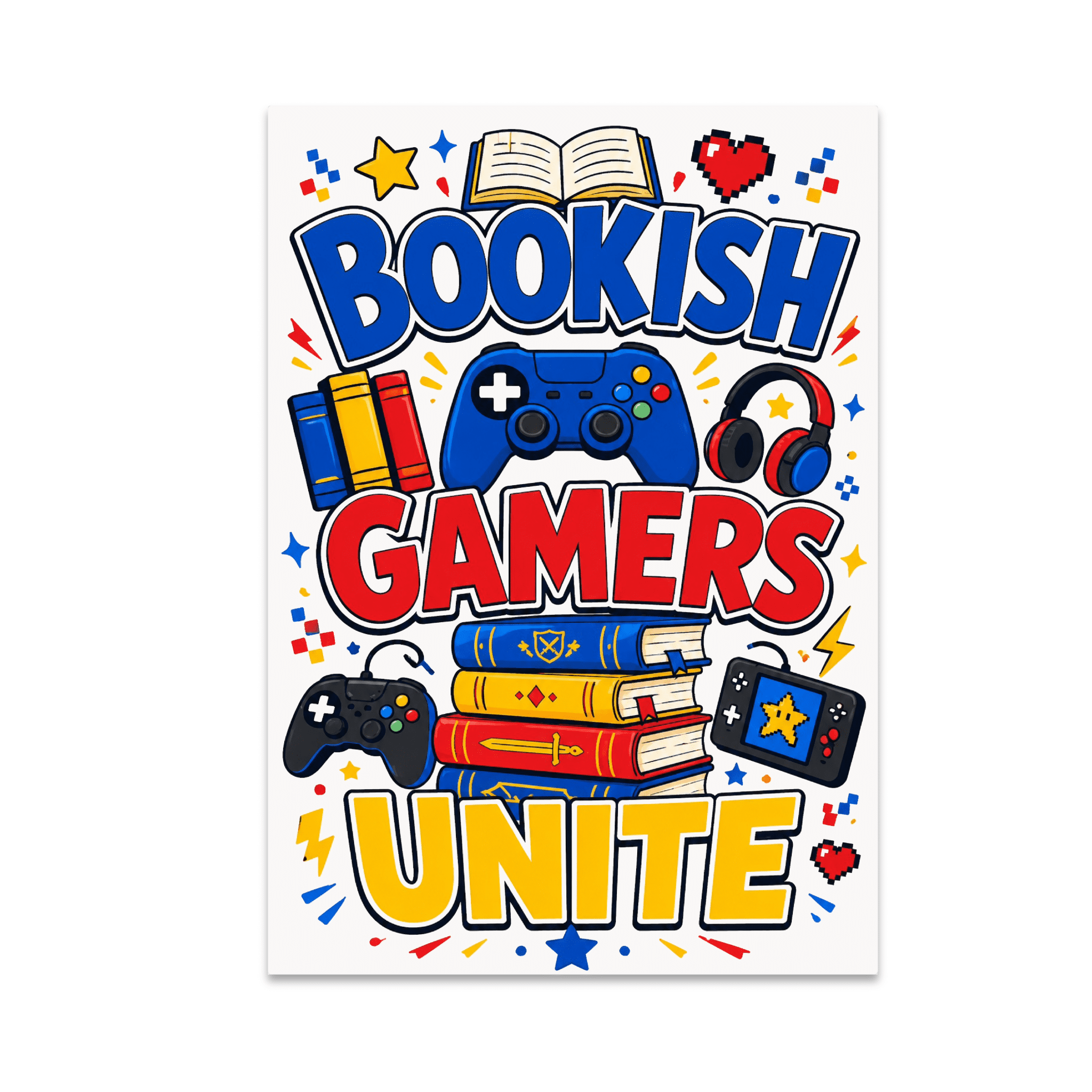 Bookish Gamers Unite Wall Art - Gamer and Book Lover - 13x19 Poster ...