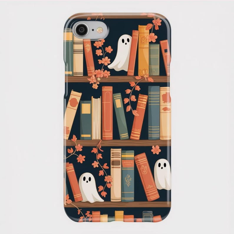 Bookish Ghost Phone Case, Fall Aesthetic Reading Lover Cover iPhone 11 ...