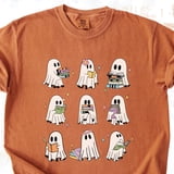 Bookish Halloween Ghost Shirt Teacher Librarian Spooky Season Tee ...