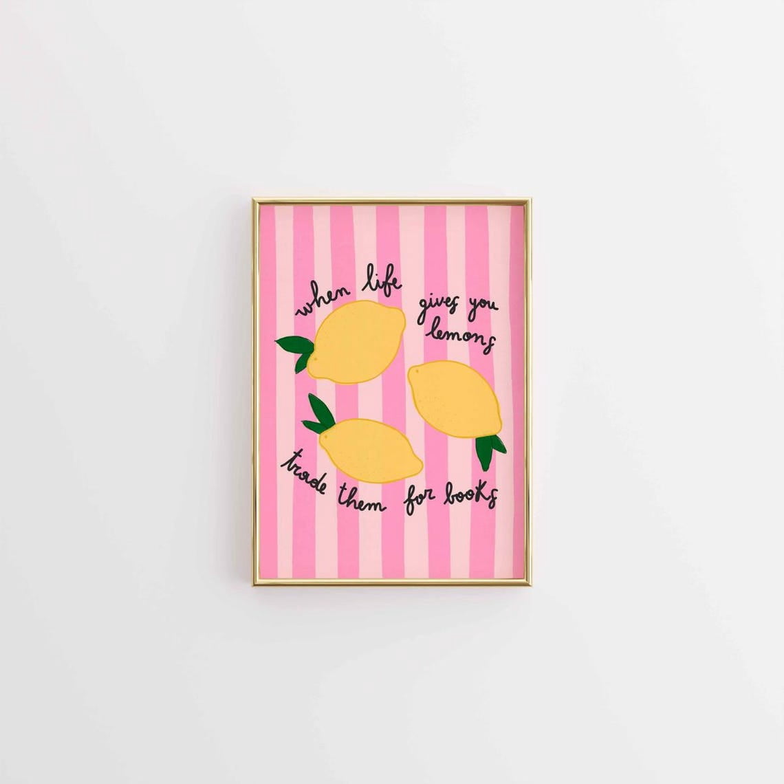 Bookish Lemon Book Quote Art Pink Decor, Unframed Poster - Walmart.com