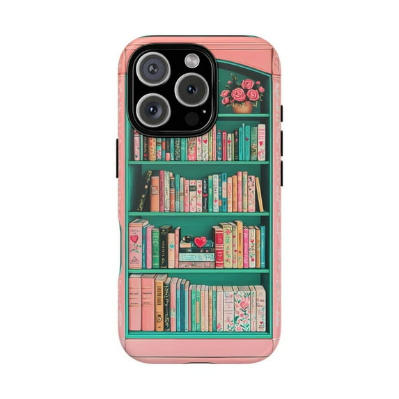 Bookish Pink Bookshelf Phone Case Boho Reader Art iPhone 11–17 Pro Max ...