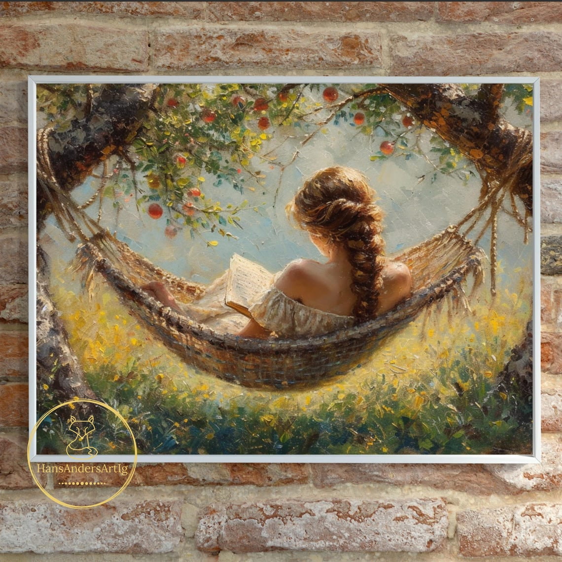 Bookish Poster For Reader Summer Vibe Garden Hammock Vintage Style Art Print Book Lover Wall Art ...
