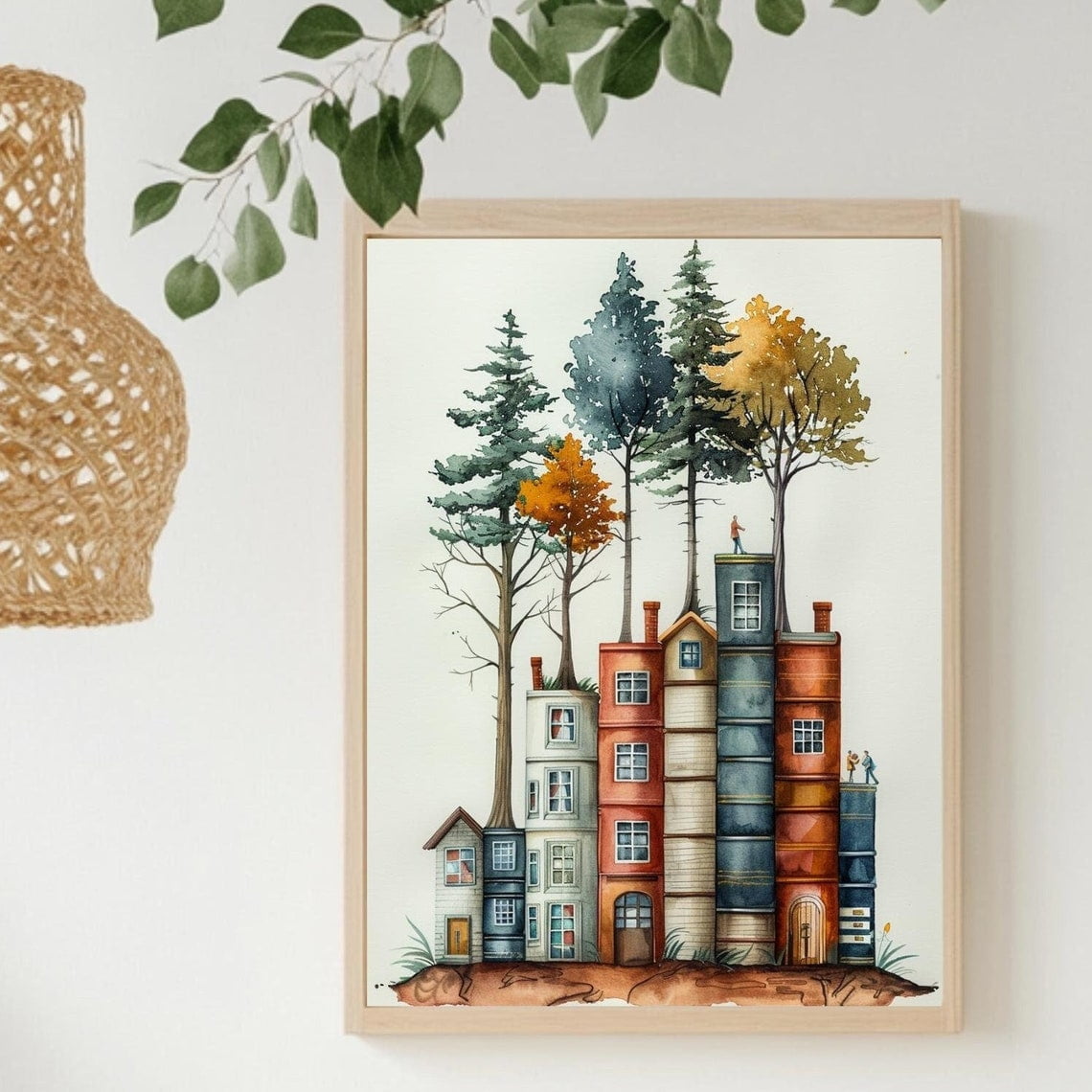 Bookish Poster Whimsical Gift For Book Lover Reading Painting Print ...