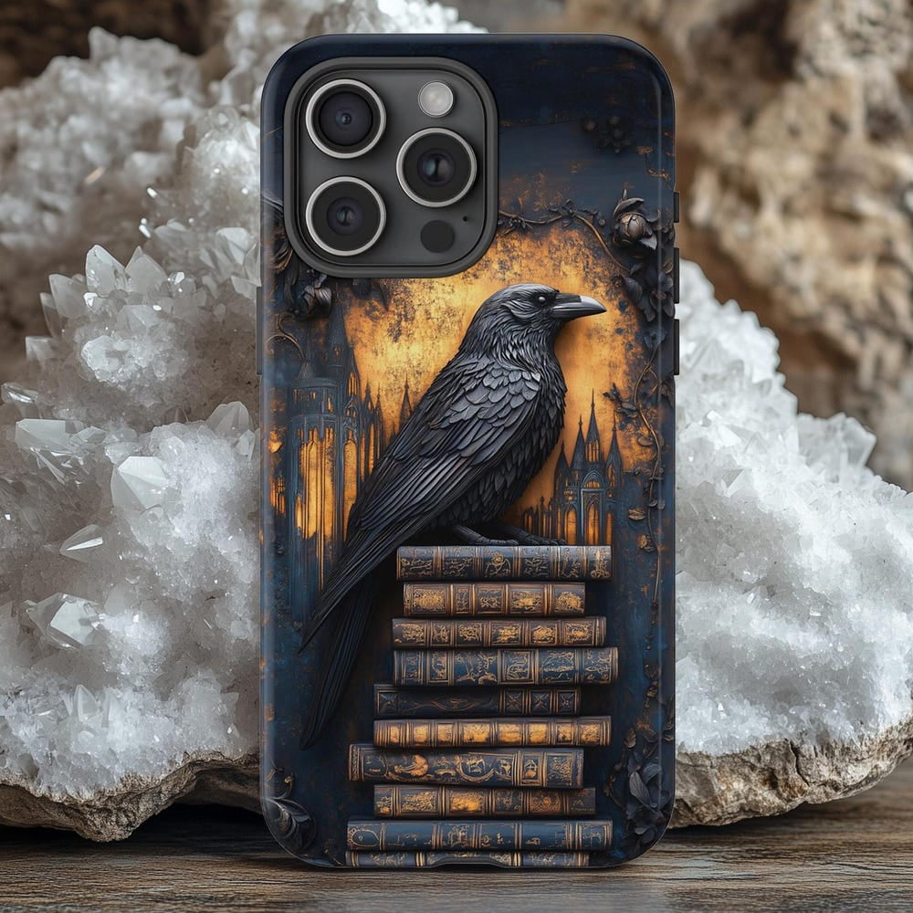Bookish Raven Dark Academia 3D Illusion Phone Case for 17 16 15 14 13 ...