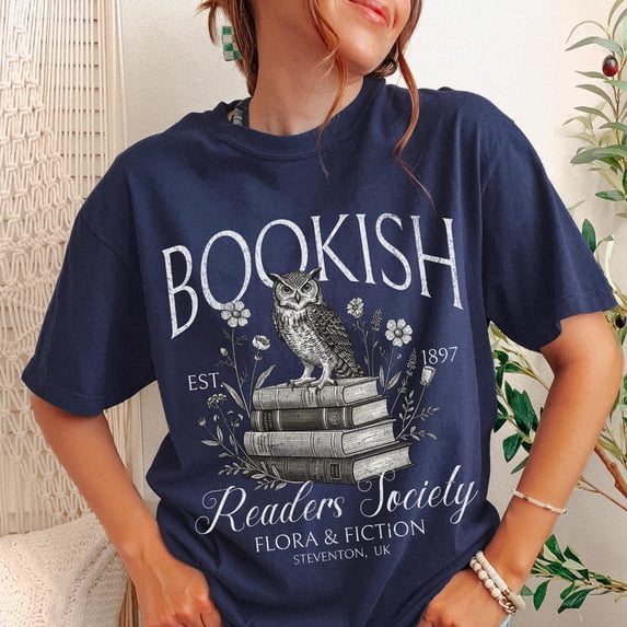 Bookish Readers Society Shirt Owl Bookworm Tee Botanical Book Lover ...