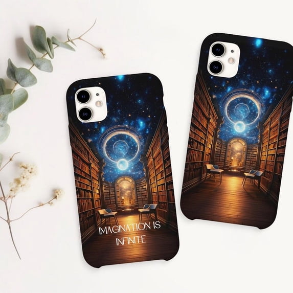 Bookish Stars Sci-Fi Library Phone Case for 17 16 15 14 13 12 11 Pro ...