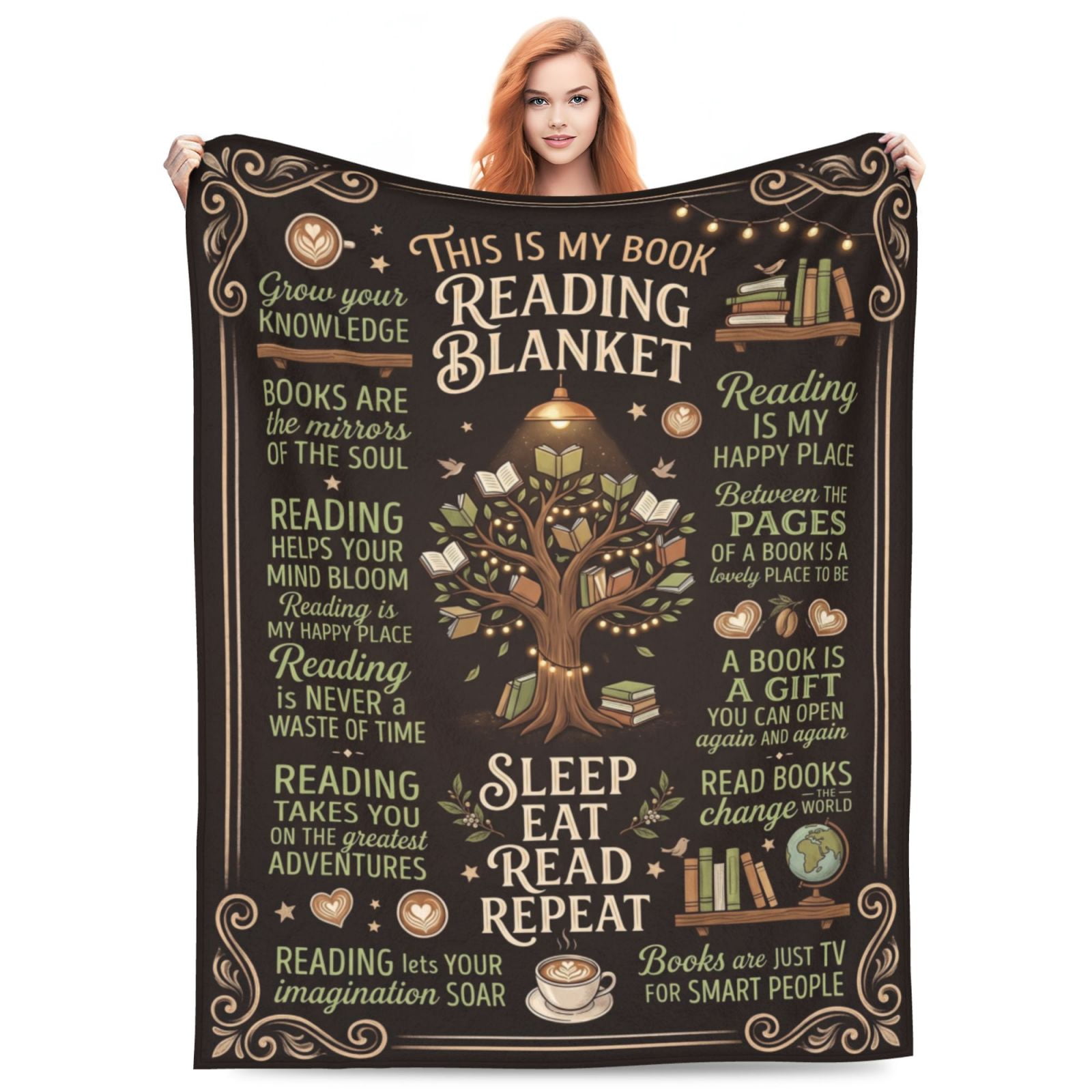 Bookish Throw Blanket, Literary Reading Theme, Soft Flannel Blanket for ...