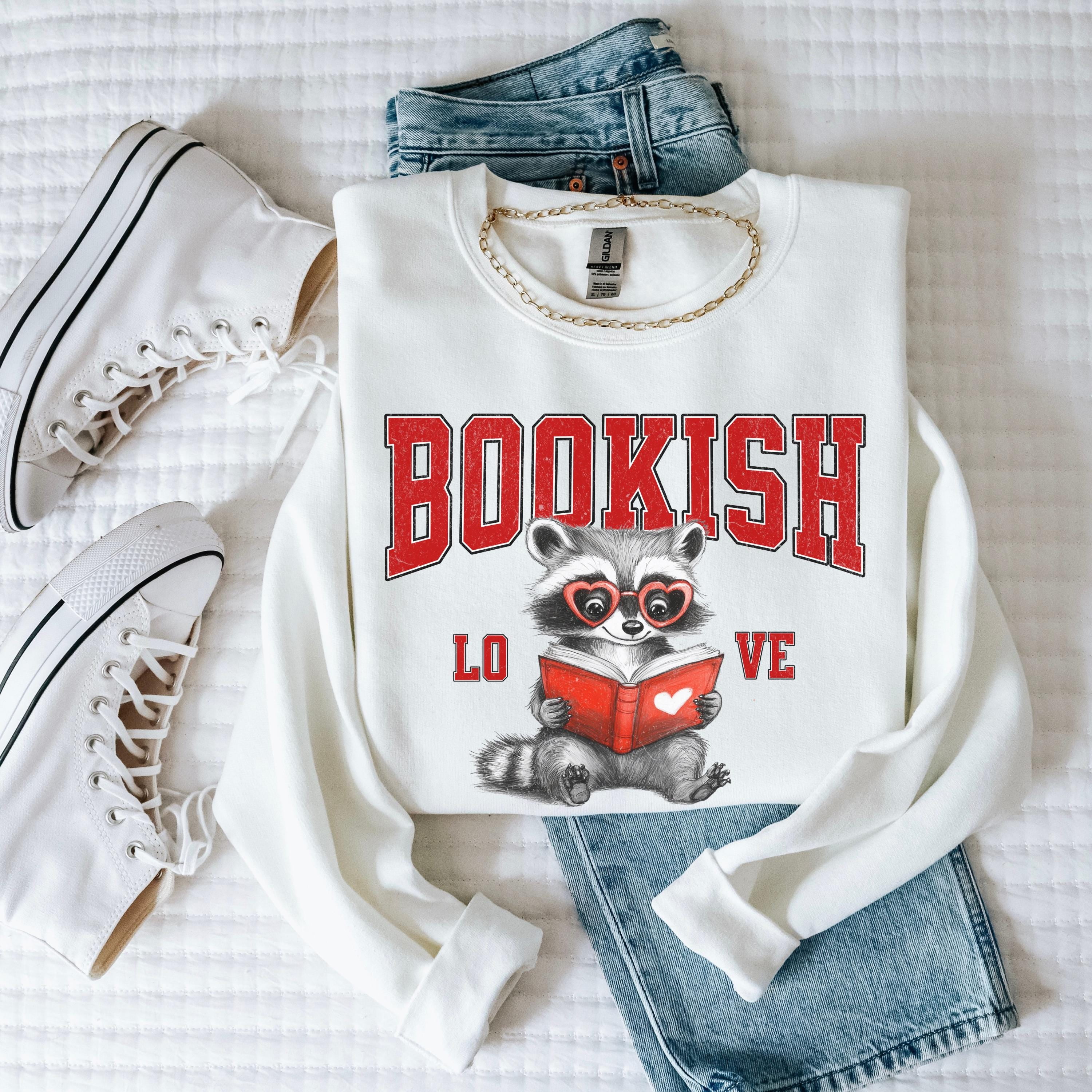 Bookish Valentine T-Shirt, Varsity Style Book Lover Crewneck, Cozy ...