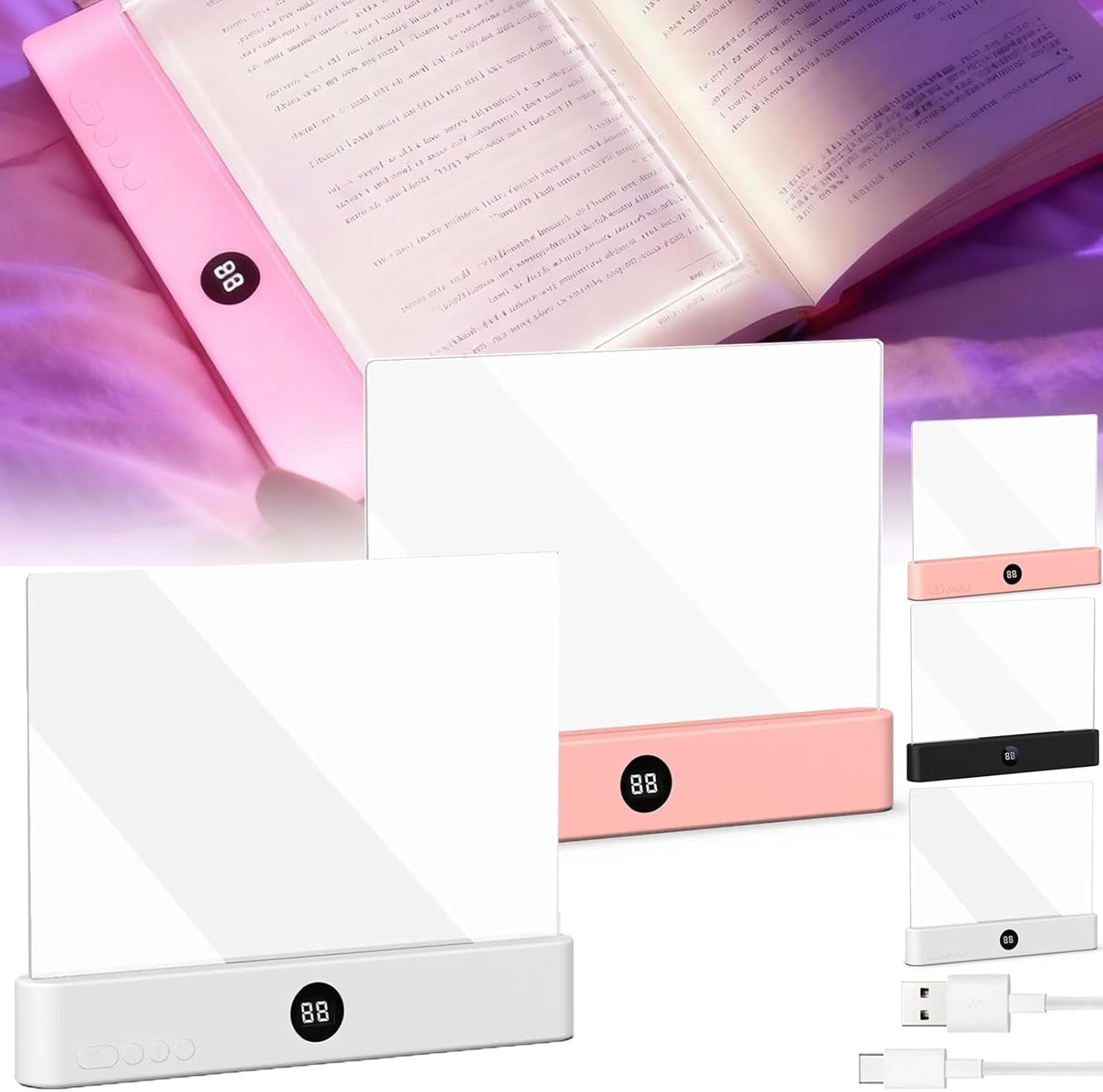 Booklight Rechargeable LED Reading Book Light with 3 Color Modes ...