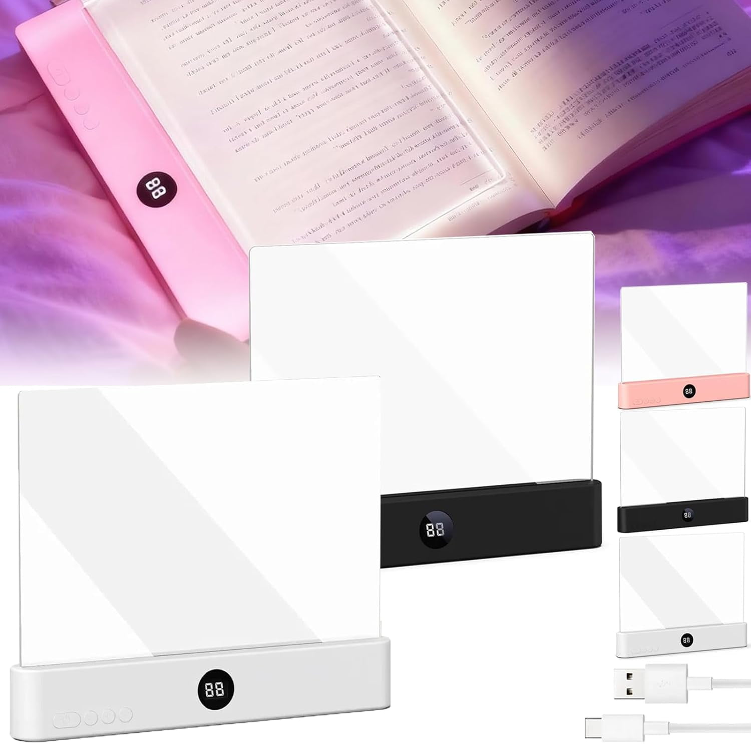Booklight Rechargeable LED Reading Book Light with 3 Color Modes ...
