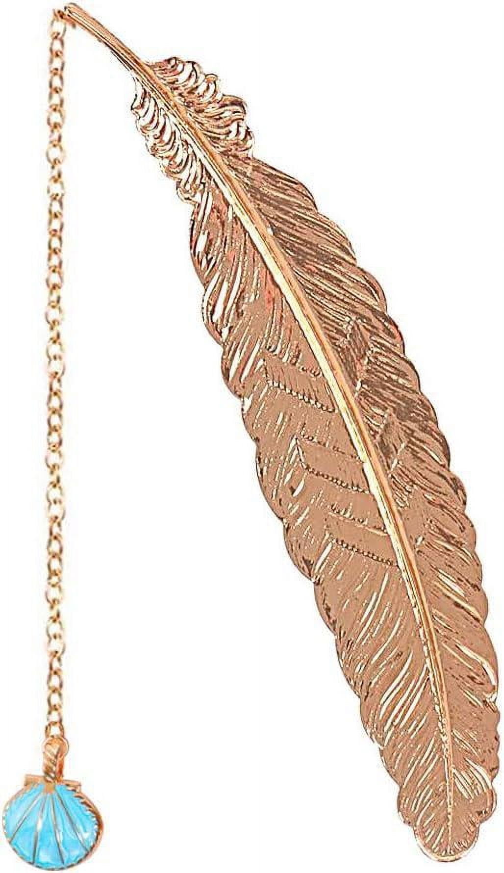 Bookmark- Blue Seashell, 11.4 * 2.3cm Metal Bookmark Feather Bookmarks ...