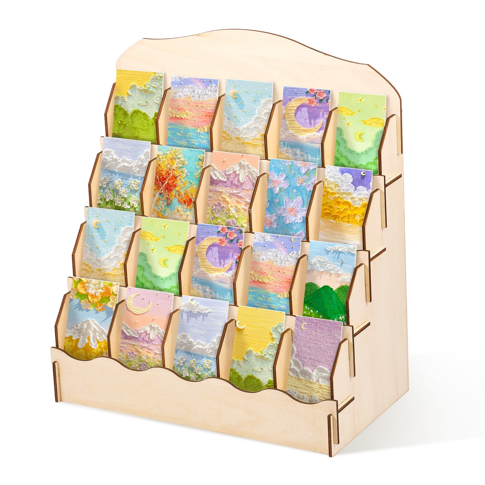 Bookmark Display Stand Wood 20 Compartments Bookmark Holder Display ...