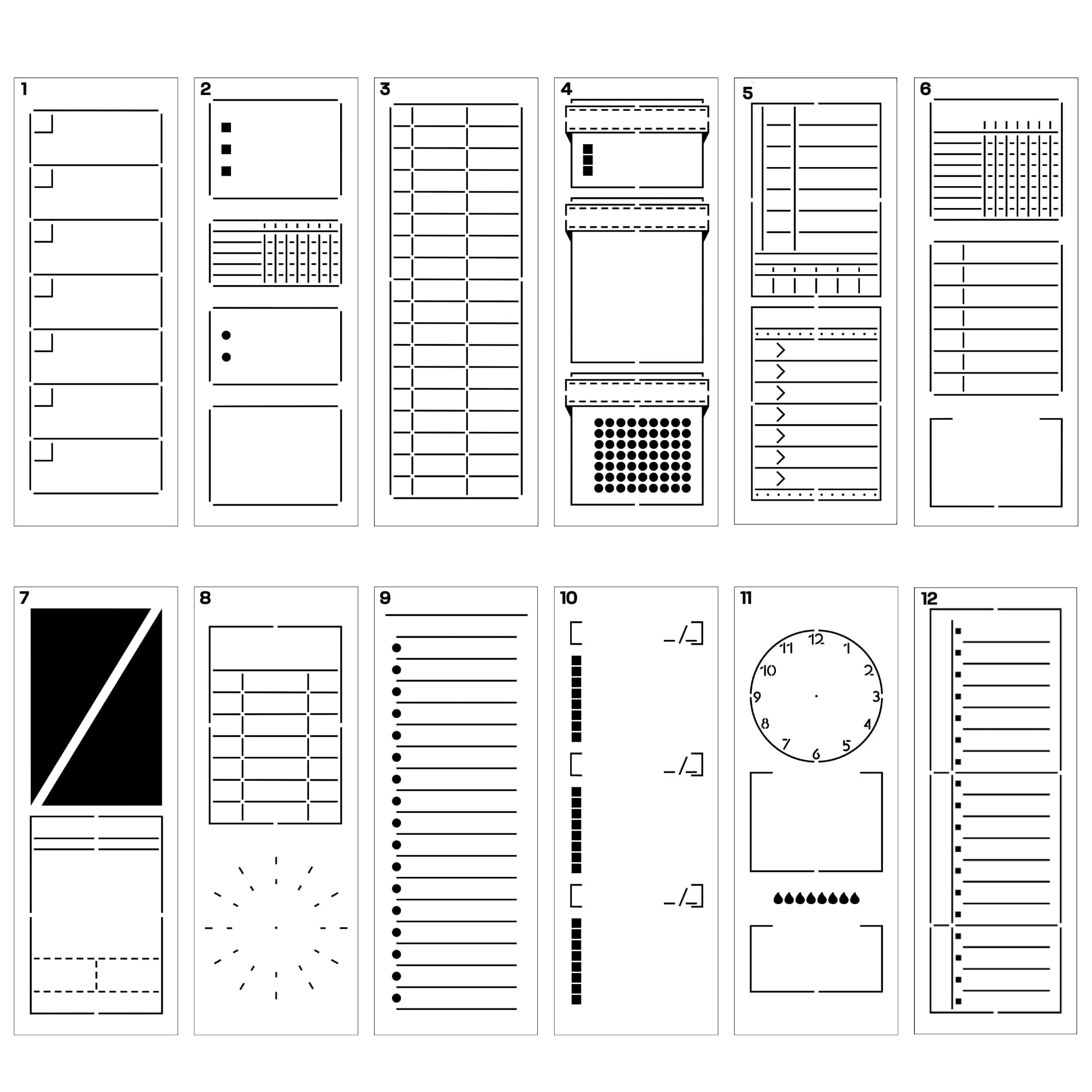 Bookmark Planner Stencils - x12 Journal Stencils with Templates for ...